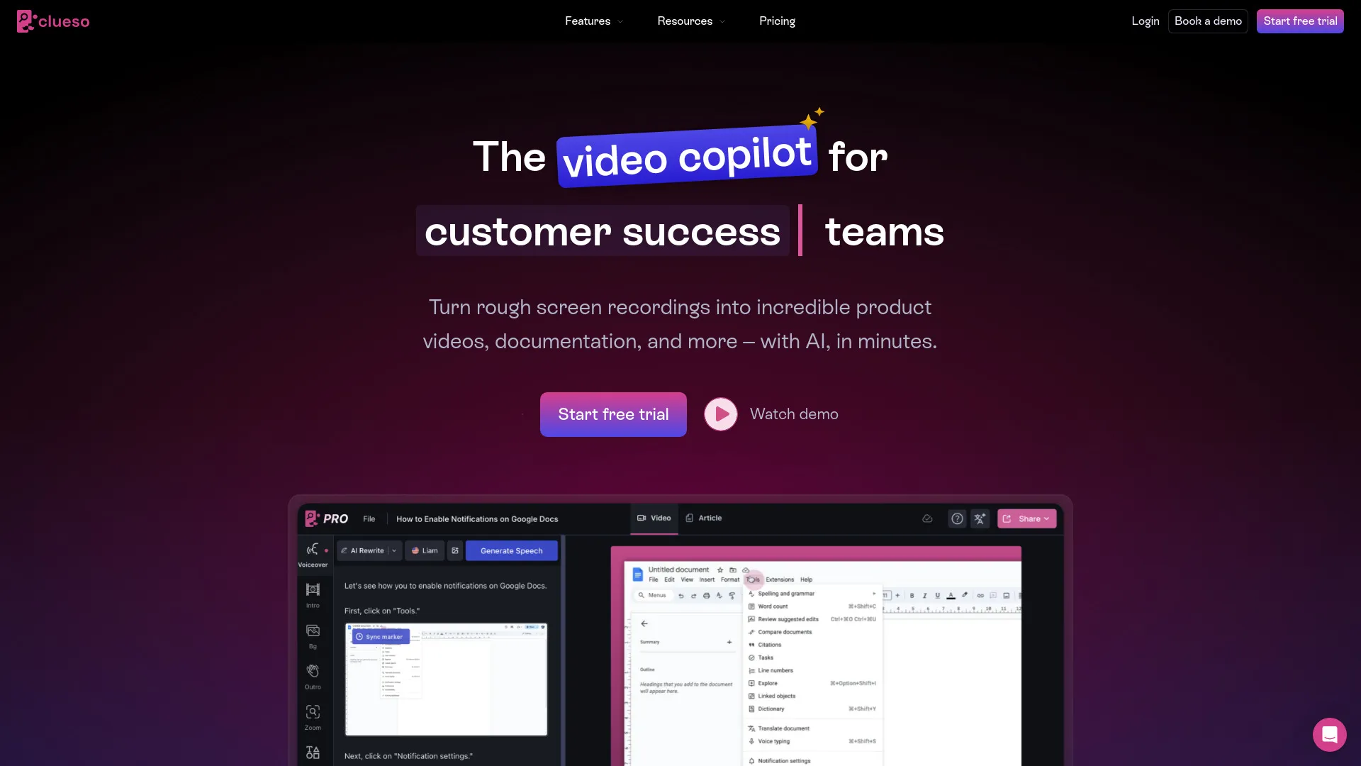 Clueso: Plataforma de Edición de Video Impulsada por IA | Creati.ai