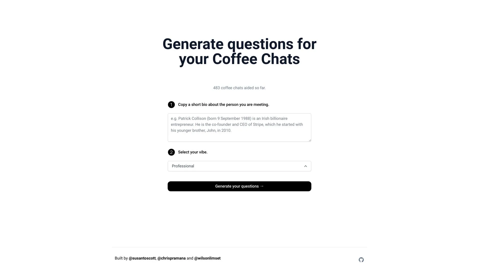 Coffee Chat AI - Generate Questions for Coffee Chats | Creati.ai