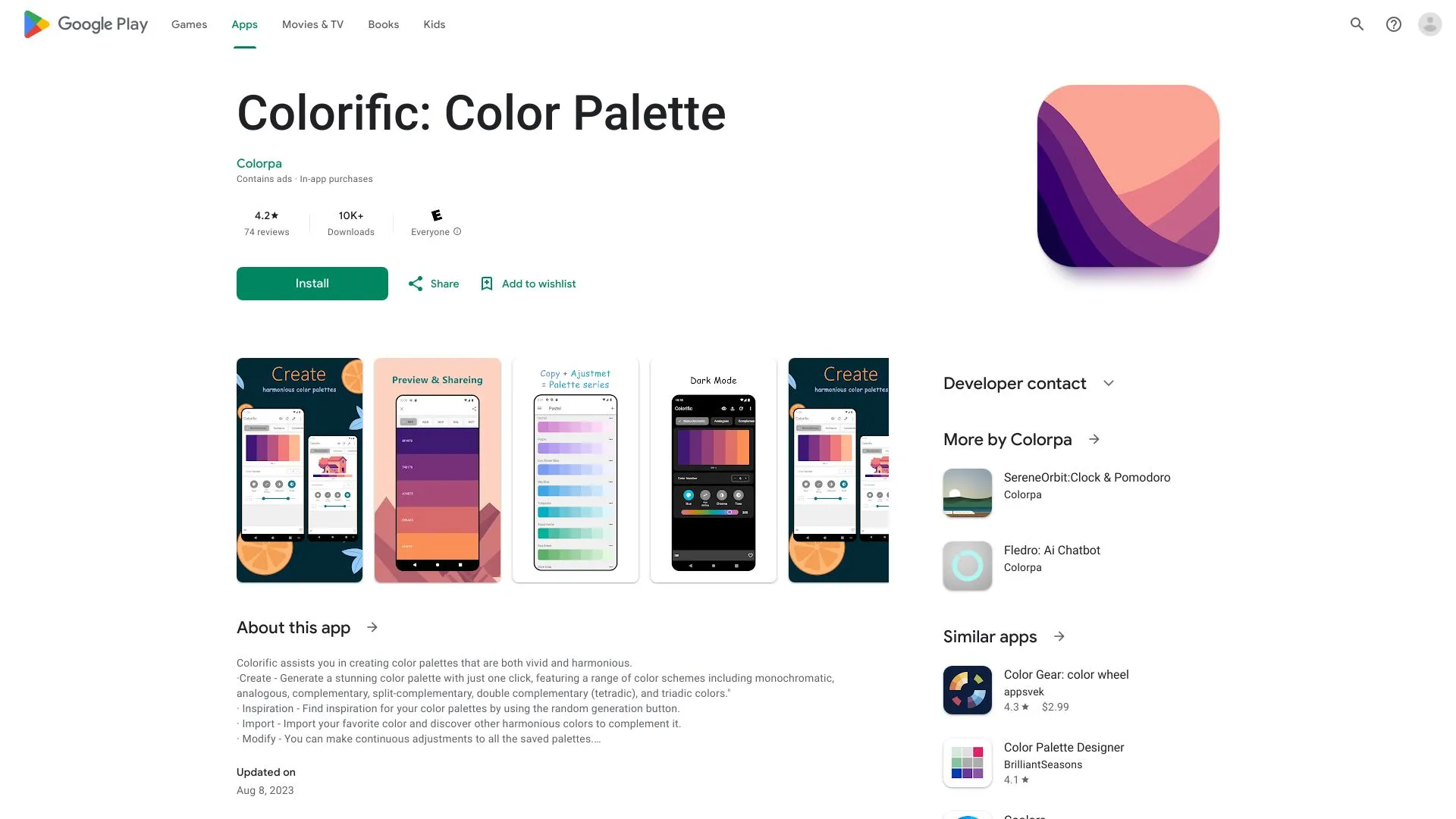 Crea paletas de colores impresionantes con Colorific | Creati.ai