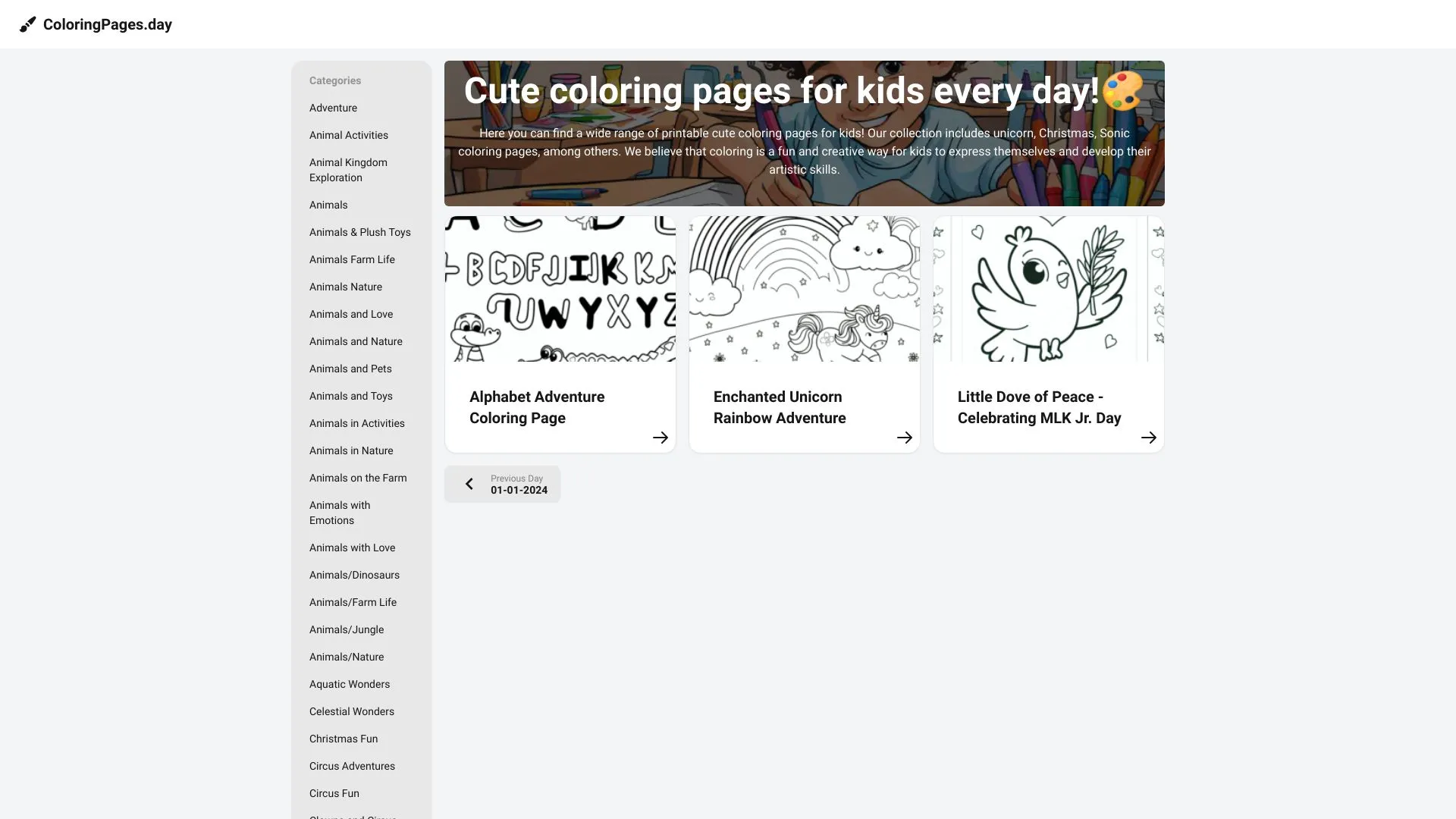 Free Printable Coloring Pages for Kids | ColoringPages.day | Creati.ai
