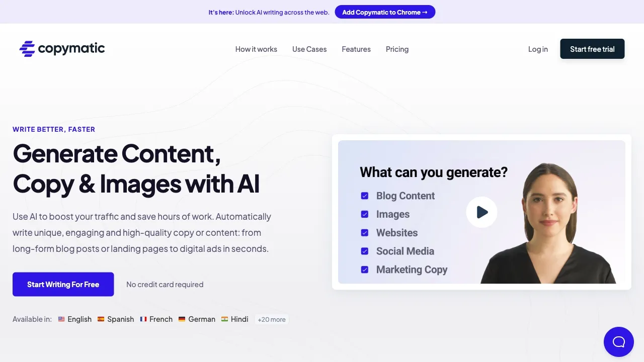 Copymatic: AI Copywriting & Content Creation Tool | Creati.ai