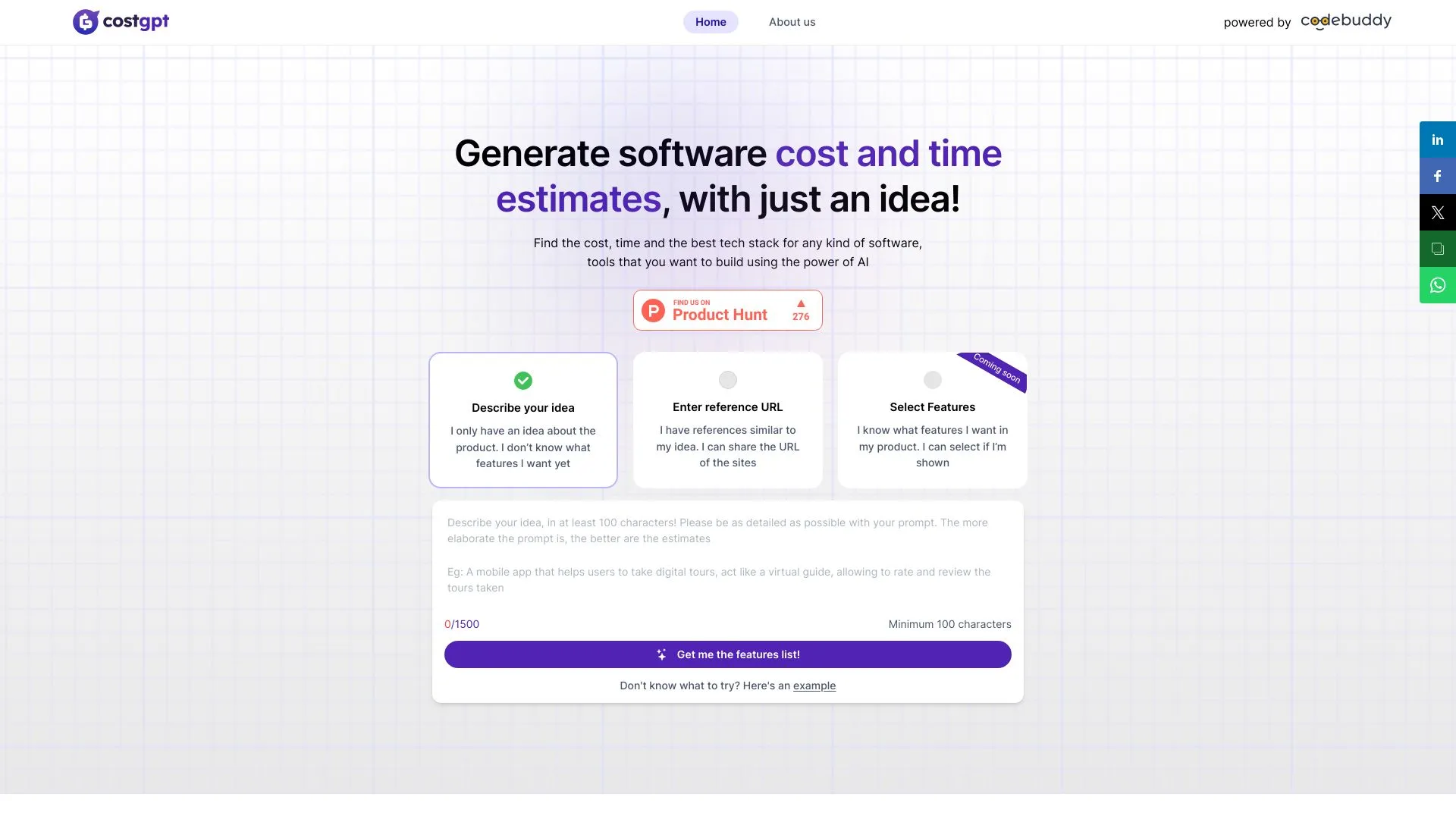 CostGPT: AI-Powered Software Cost Estimation Tool | Creati.ai