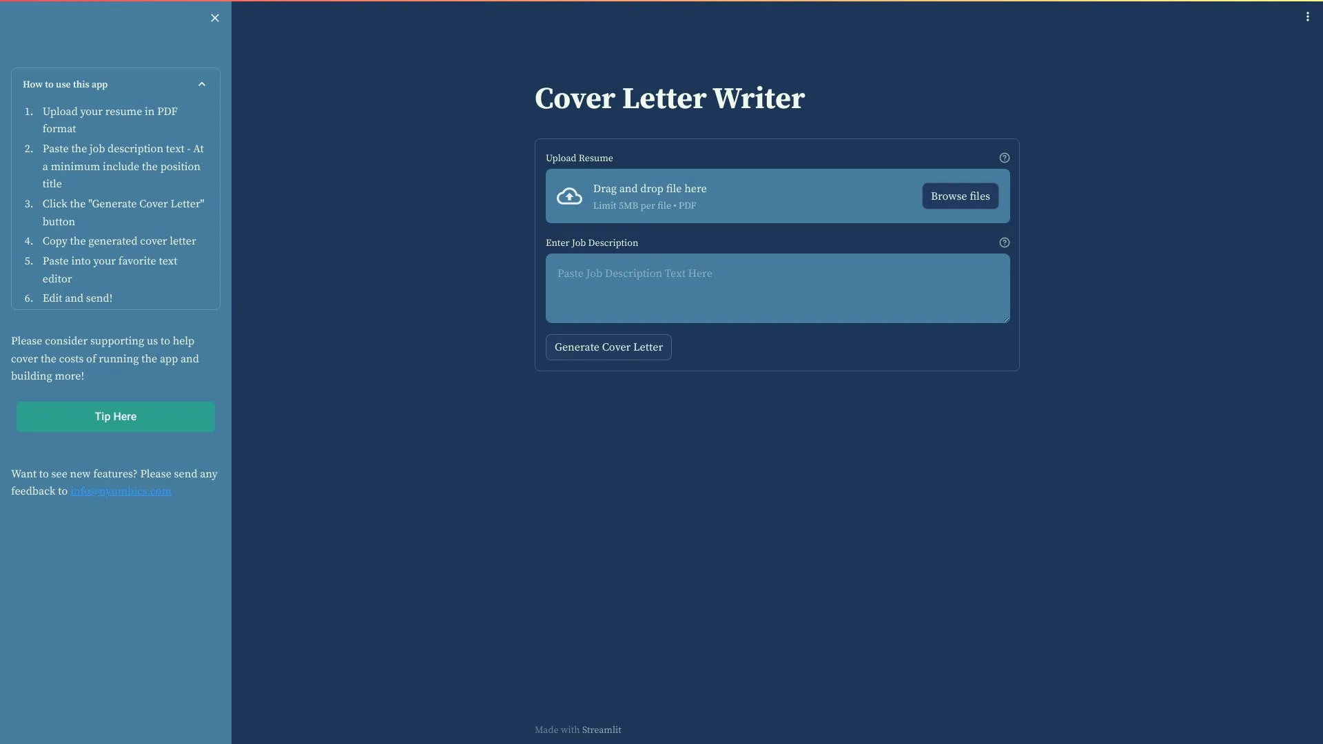 Cover Letter Writer - Create Professional Applications | Creati.ai