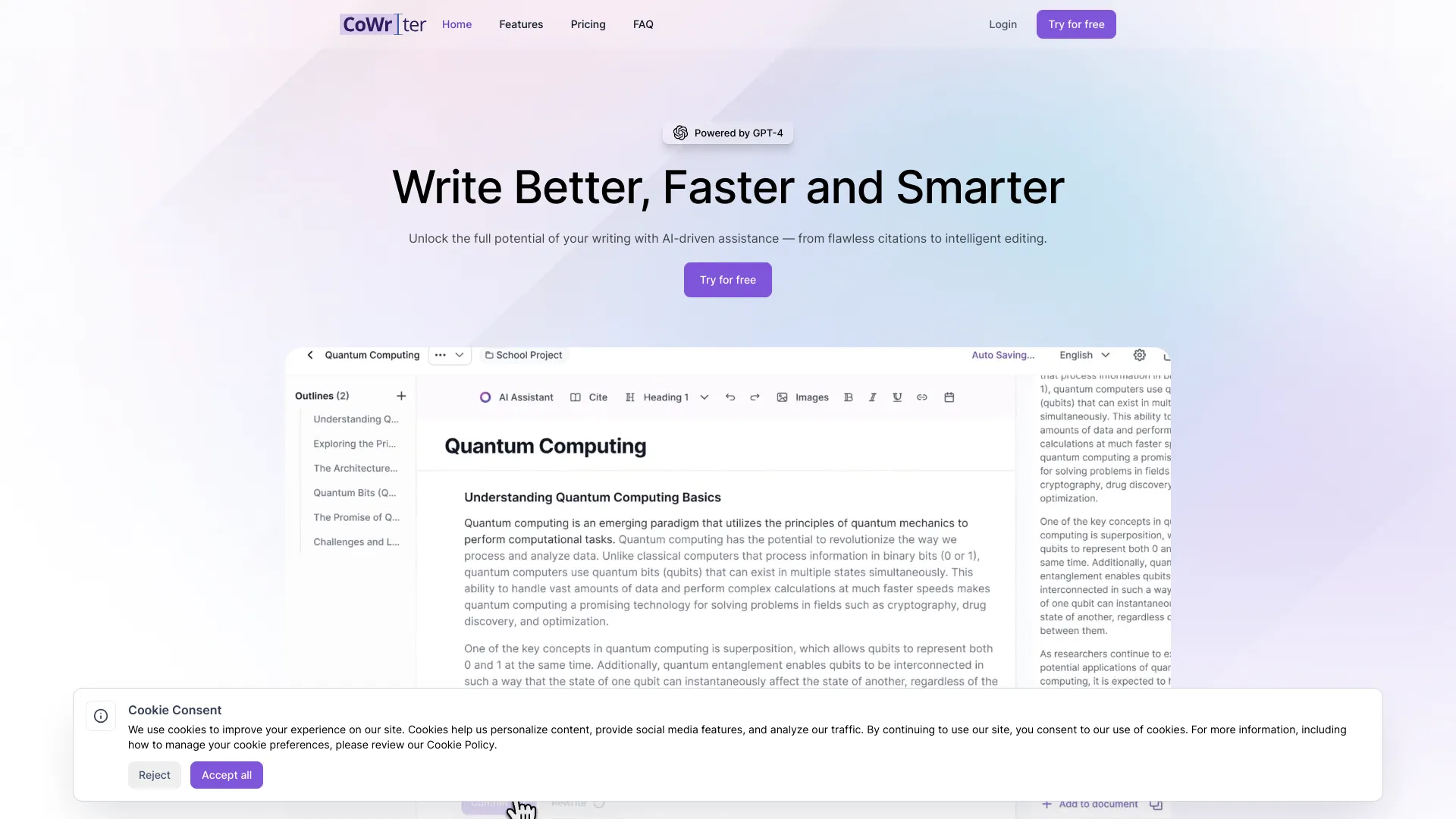 CoWriter AI - Enhance Your Writing with AI-Powered Assistance | Creati.ai
