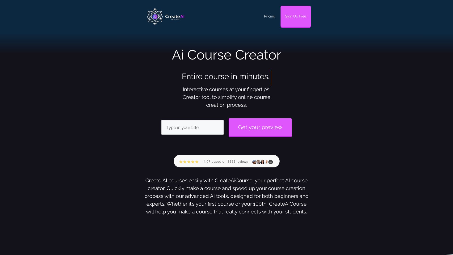 CreateAICourse - Generador de Cursos en Línea Impulsado por IA | Creati.ai