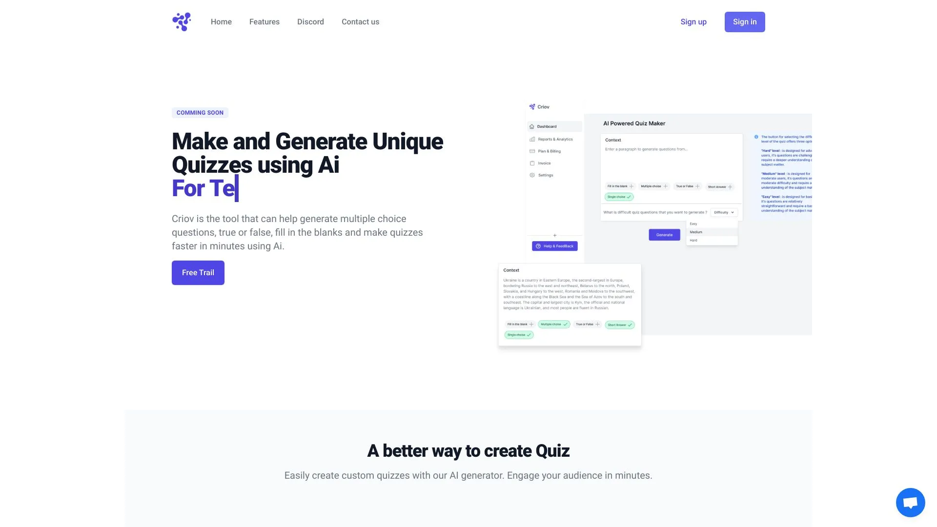 Create Custom Quizzes Easily with Criov | Creati.ai