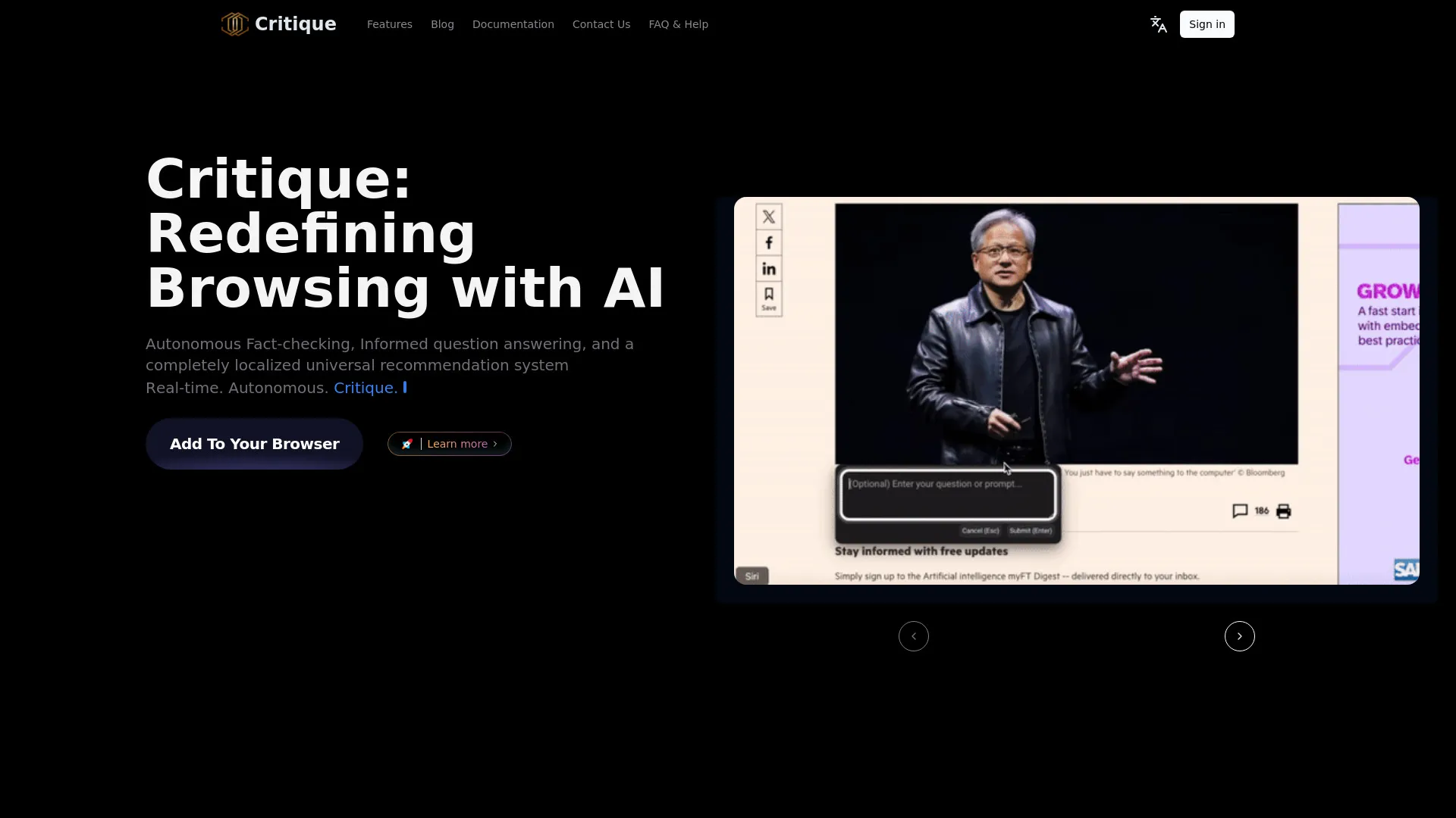 Critique Browser: AI-Powered Real-Time Fact-Checking Extension | Creati.ai