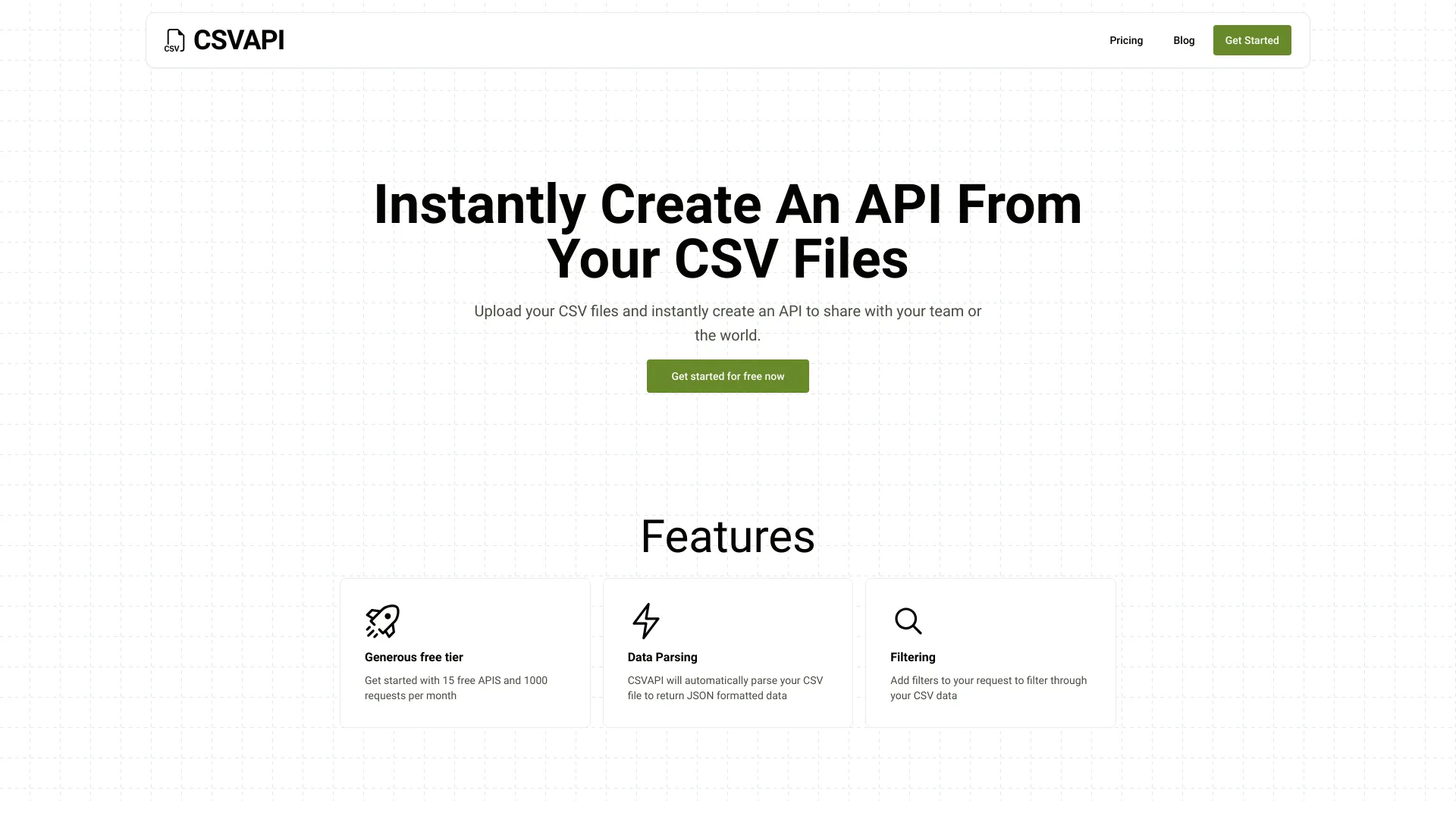 CSVAPI - Crea APIs instantáneamente a partir de archivos CSV | Creati.ai