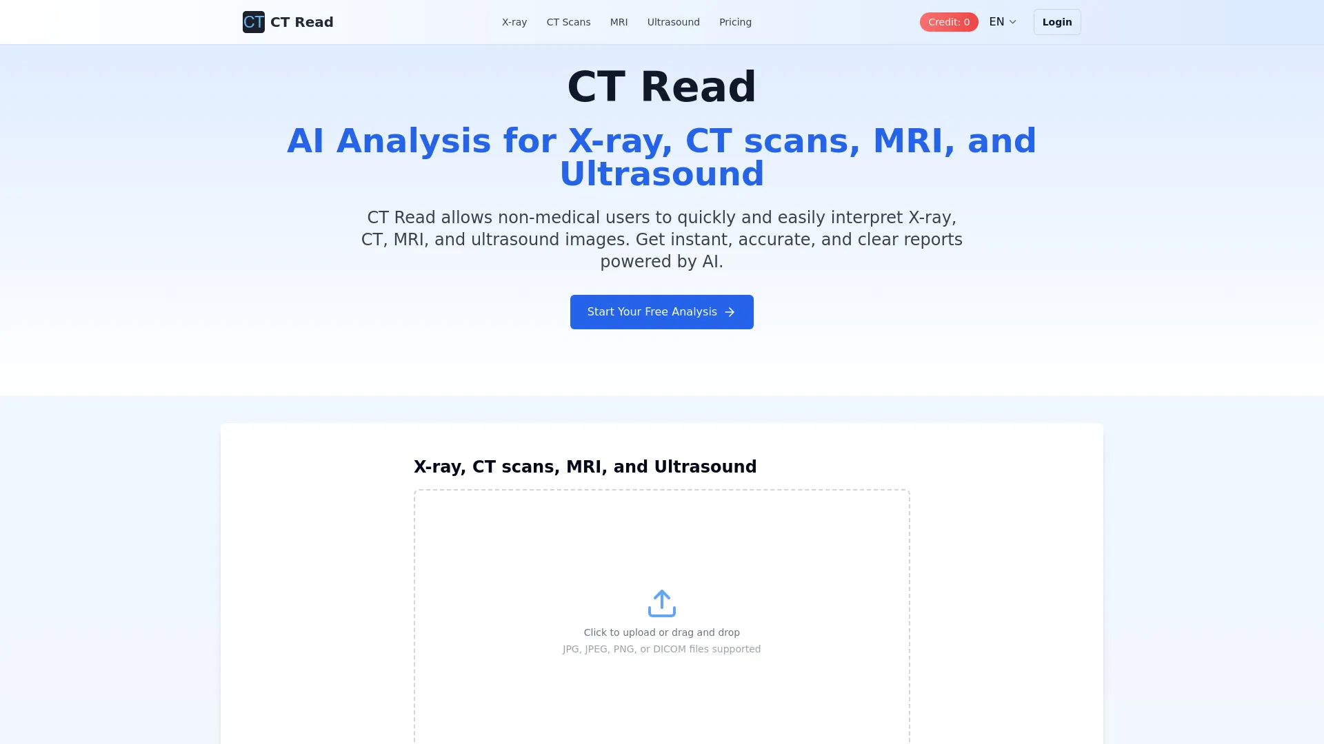 CT Read | AI Analysis for X-ray, CT, MRI, and Ultrasound | Creati.ai