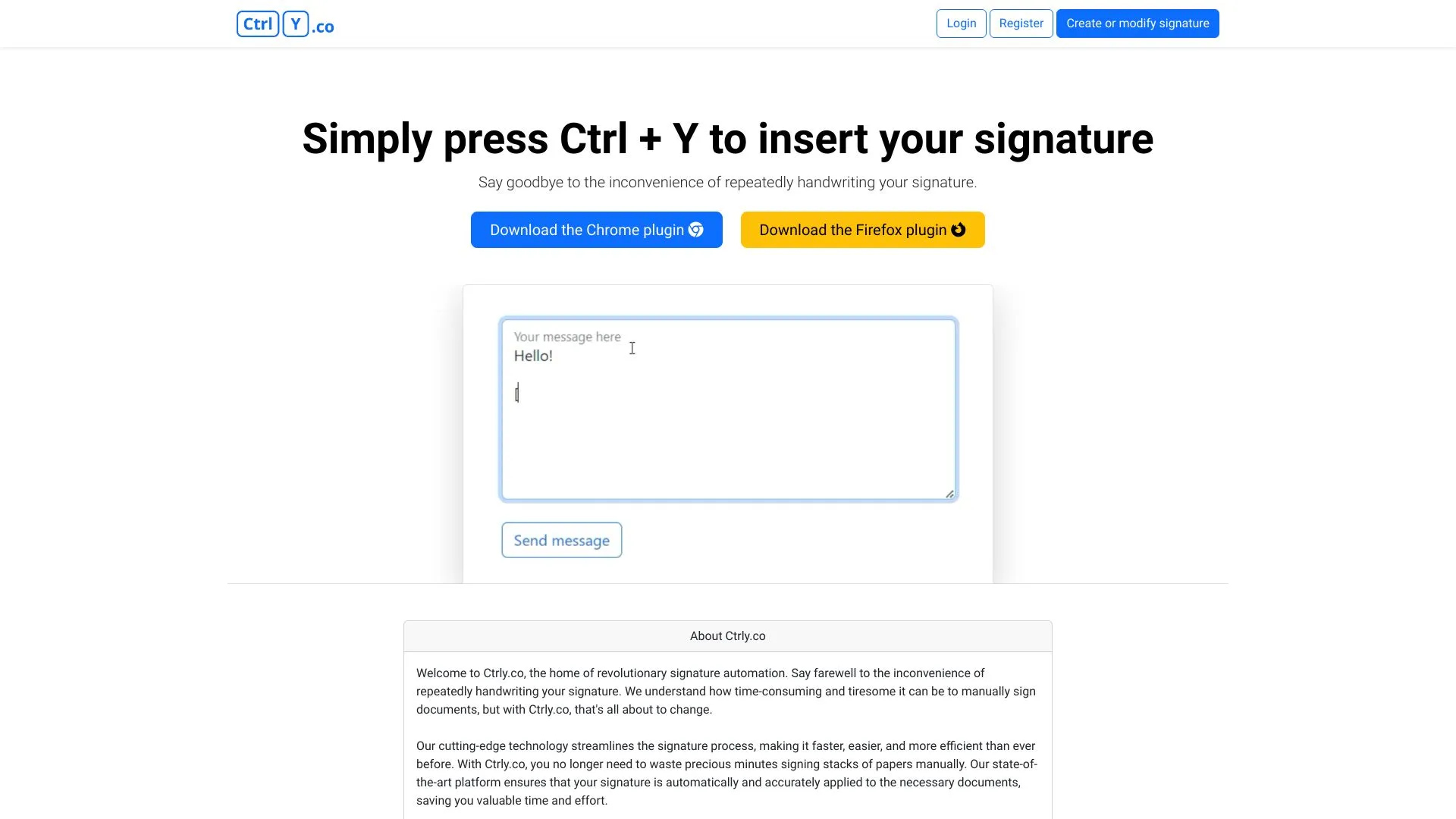Ctrlly.co - Quick Digital Signature Tool with Ctrl+Y Shortcut | Creati.ai