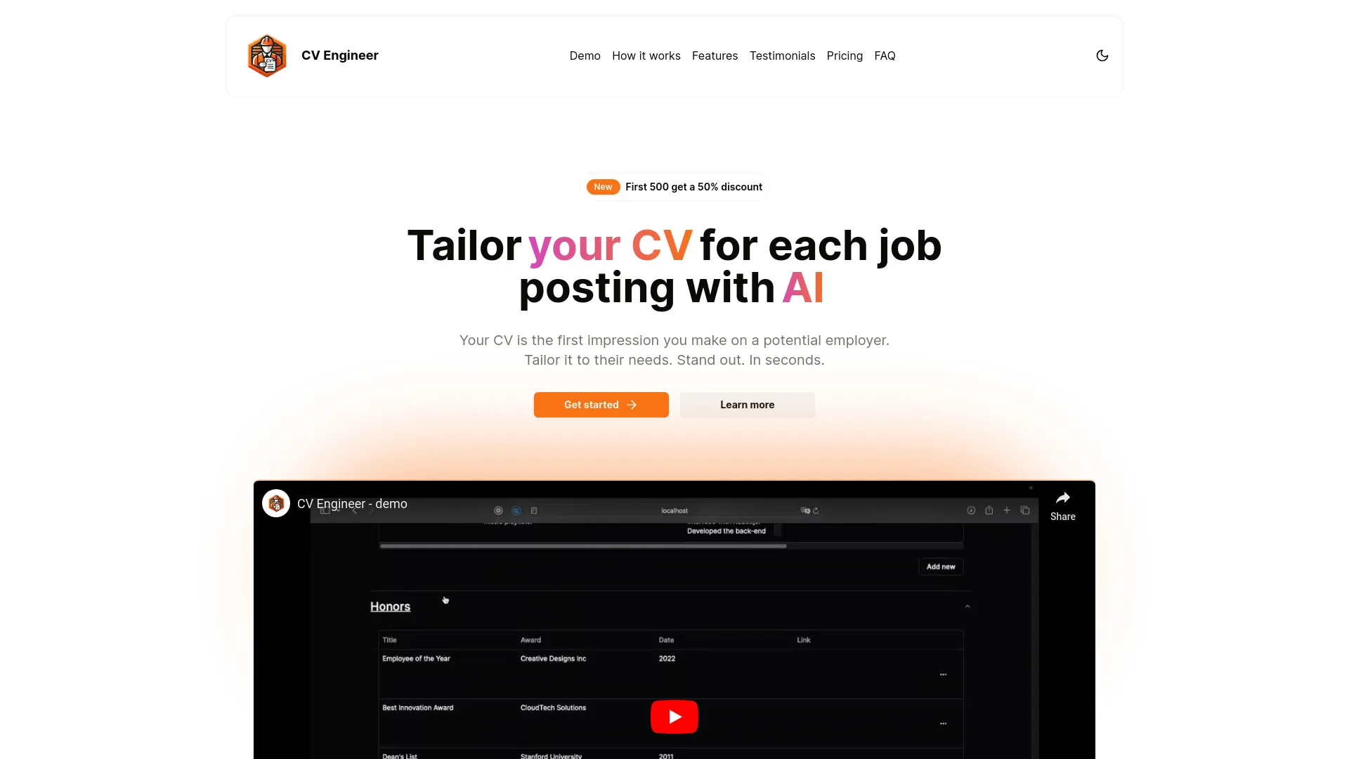 AI-Powered CV Tailoring Tool | CV Engineer | Creati.ai