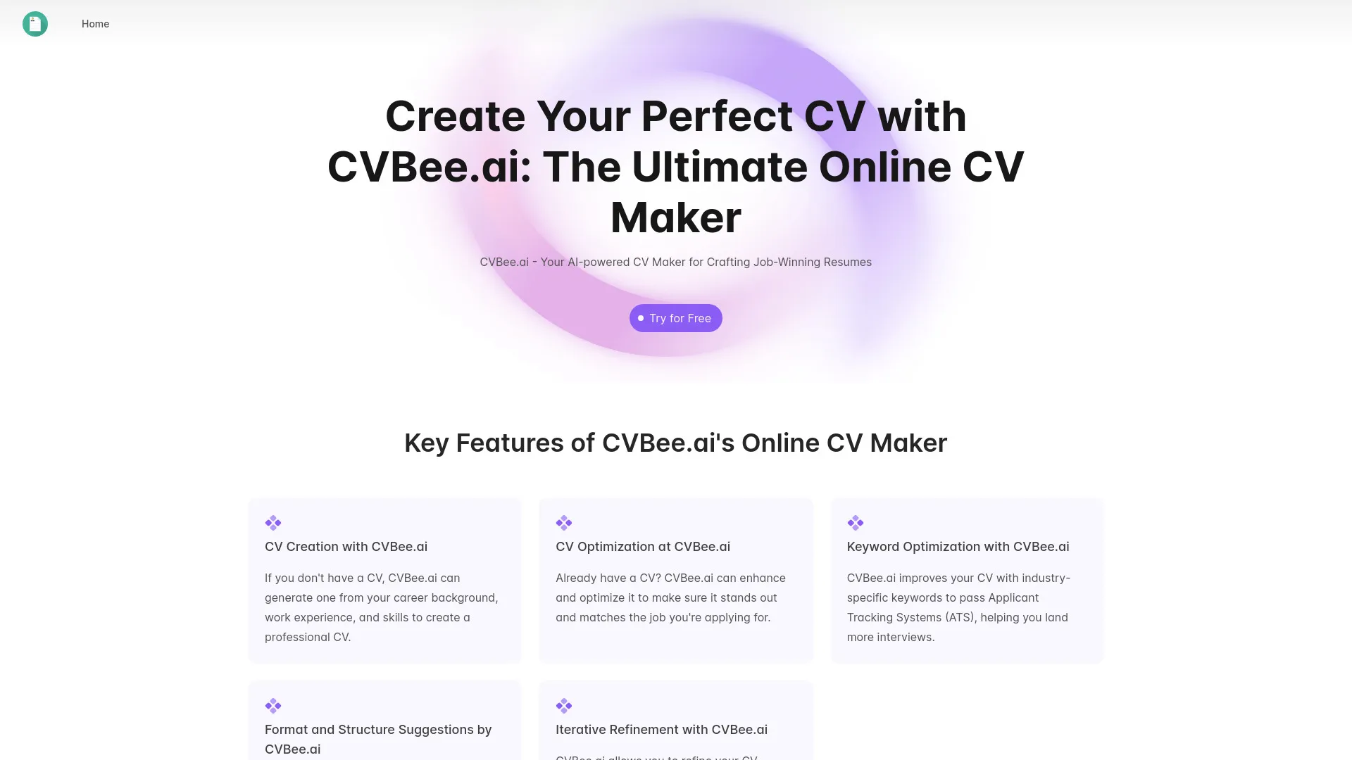 Criador de CV impulsionado por IA: Crie Currículos Vencedores | CVBee.ai | Creati.ai