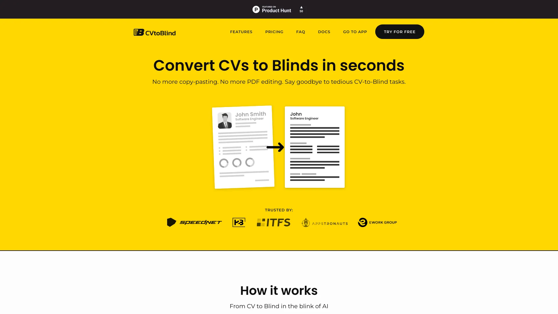 Convert CVs to Blinds in Seconds - Try It For Free | Creati.ai