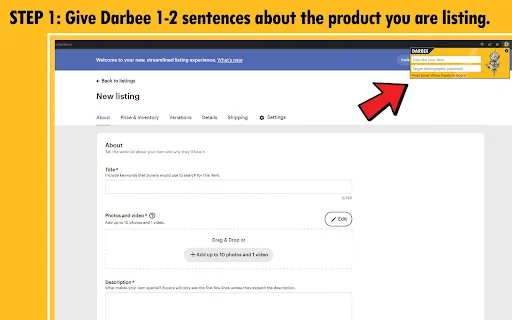 Optimize Your Etsy Listings with Darbee AI Tool | Creati.ai