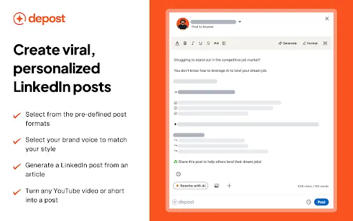 Depost AI: LinkedIn AI Assistant | Enhance Engagement & Content | Creati.ai