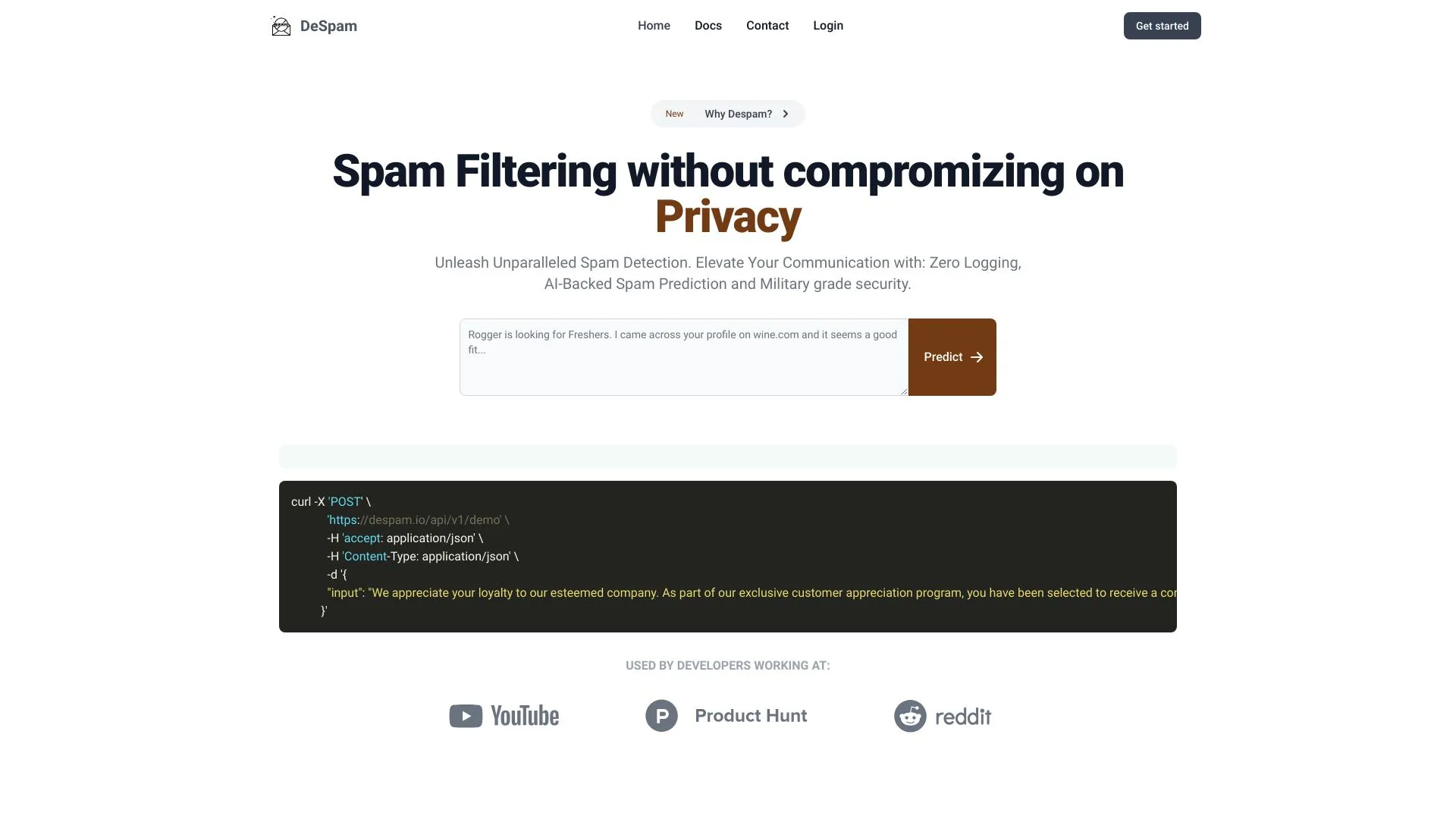 DeSpam: AI-Based Spam Detection with Zero Logging | Creati.ai