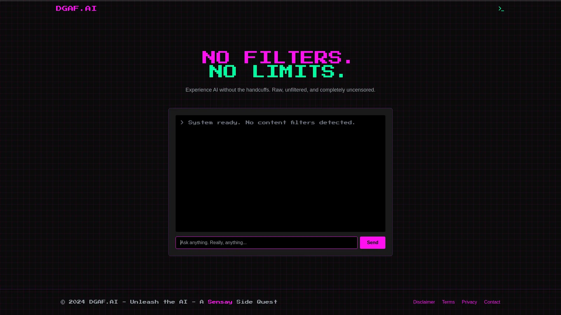 DGAF.AI - Unfiltered and Unrestricted AI Interactions | Creati.ai