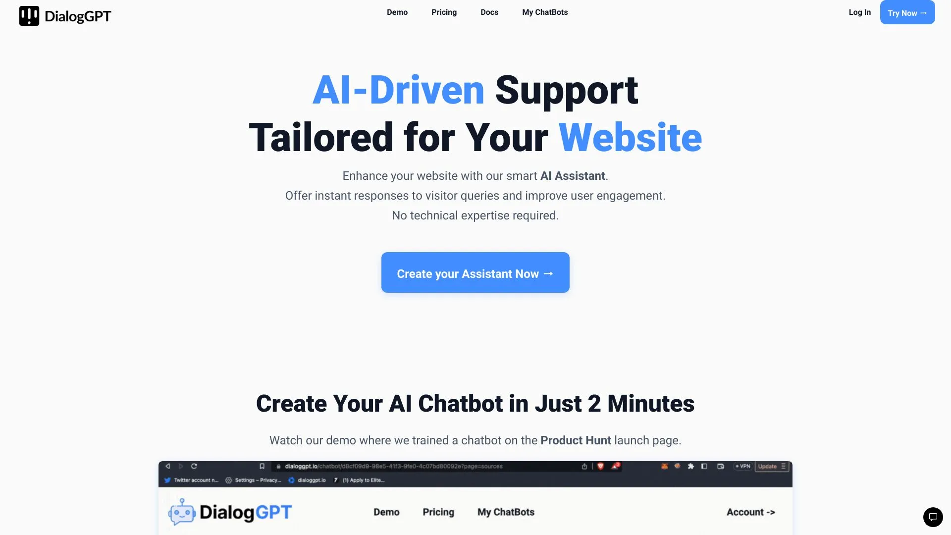 DialogGPT - Create AI Chatbots in 2 Minutes | Creati.ai