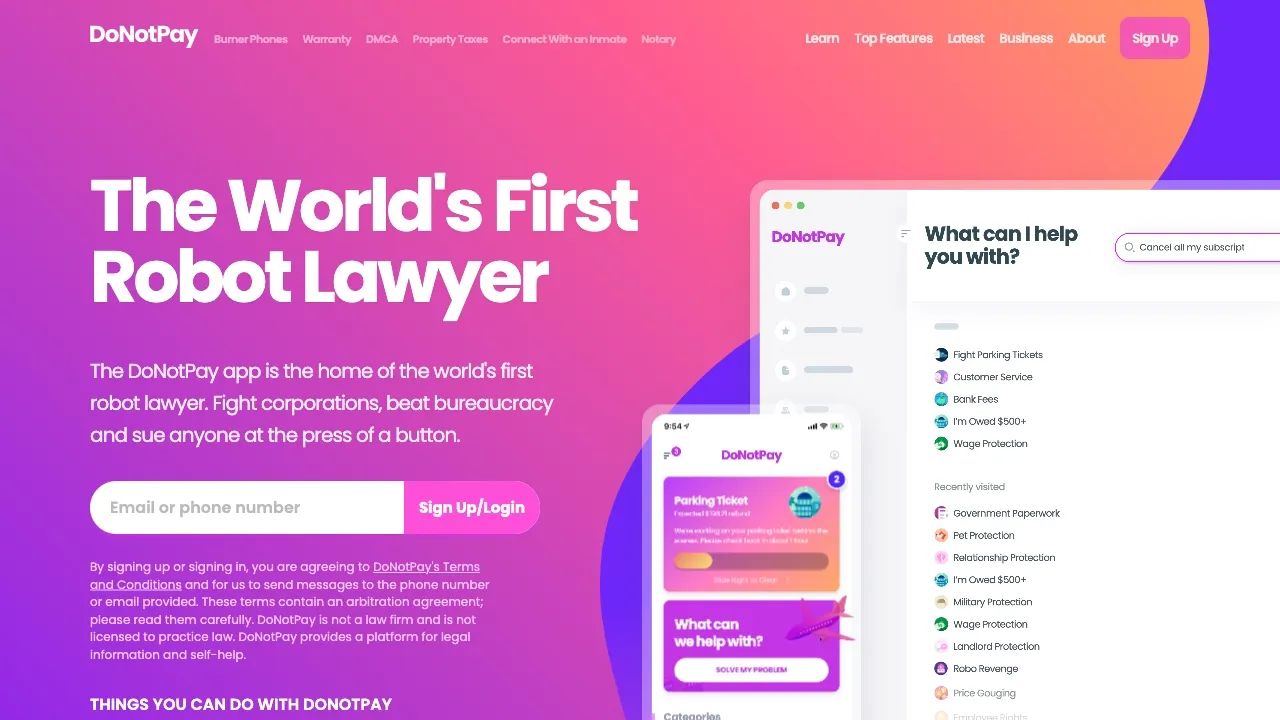 DoNotPay: AI-Powered Consumer and Legal Assistance | Creati.ai
