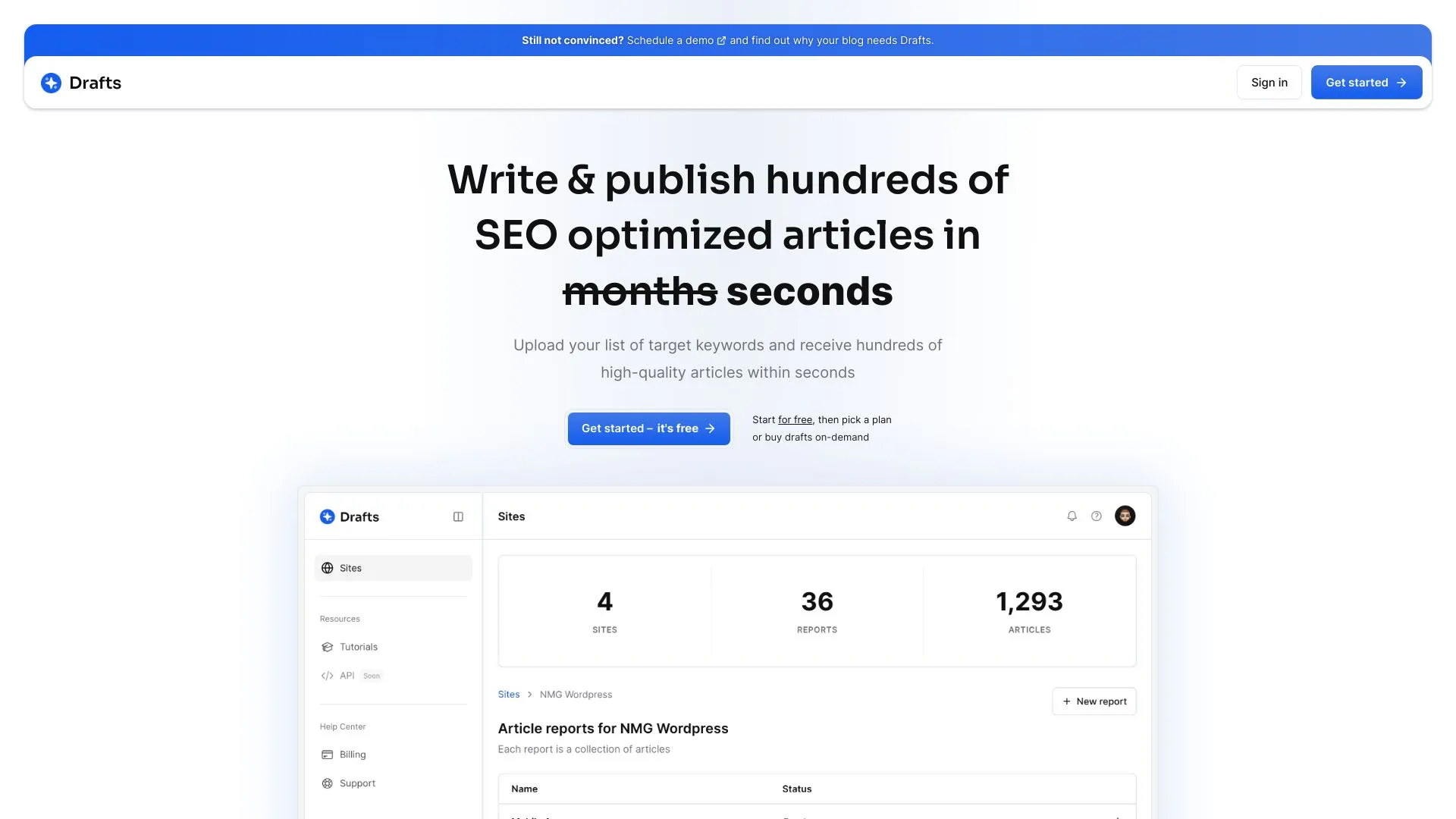 Drafts AI - Quick & SEO-Optimized Content Creation | Creati.ai