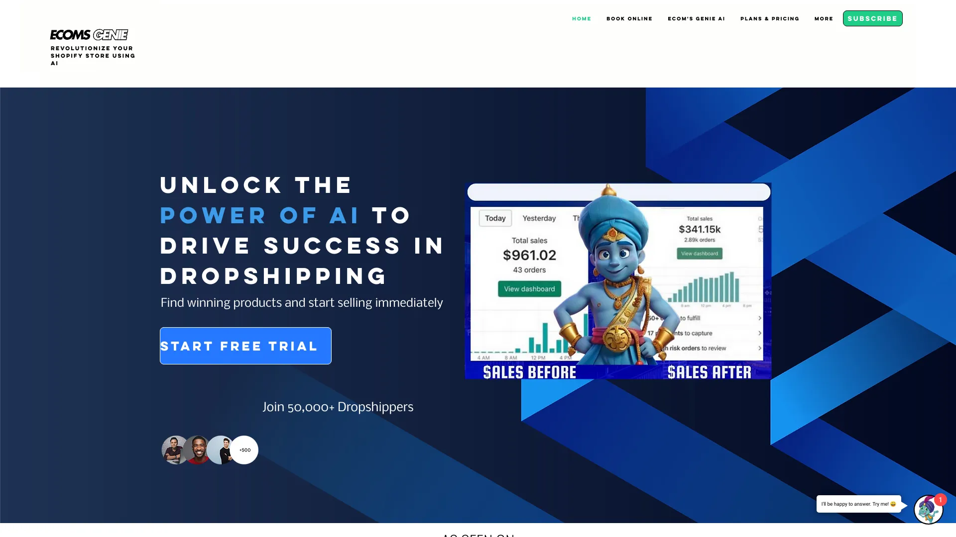 Ecoms Genie: AI Coaching for Shopify Stores | Creati.ai