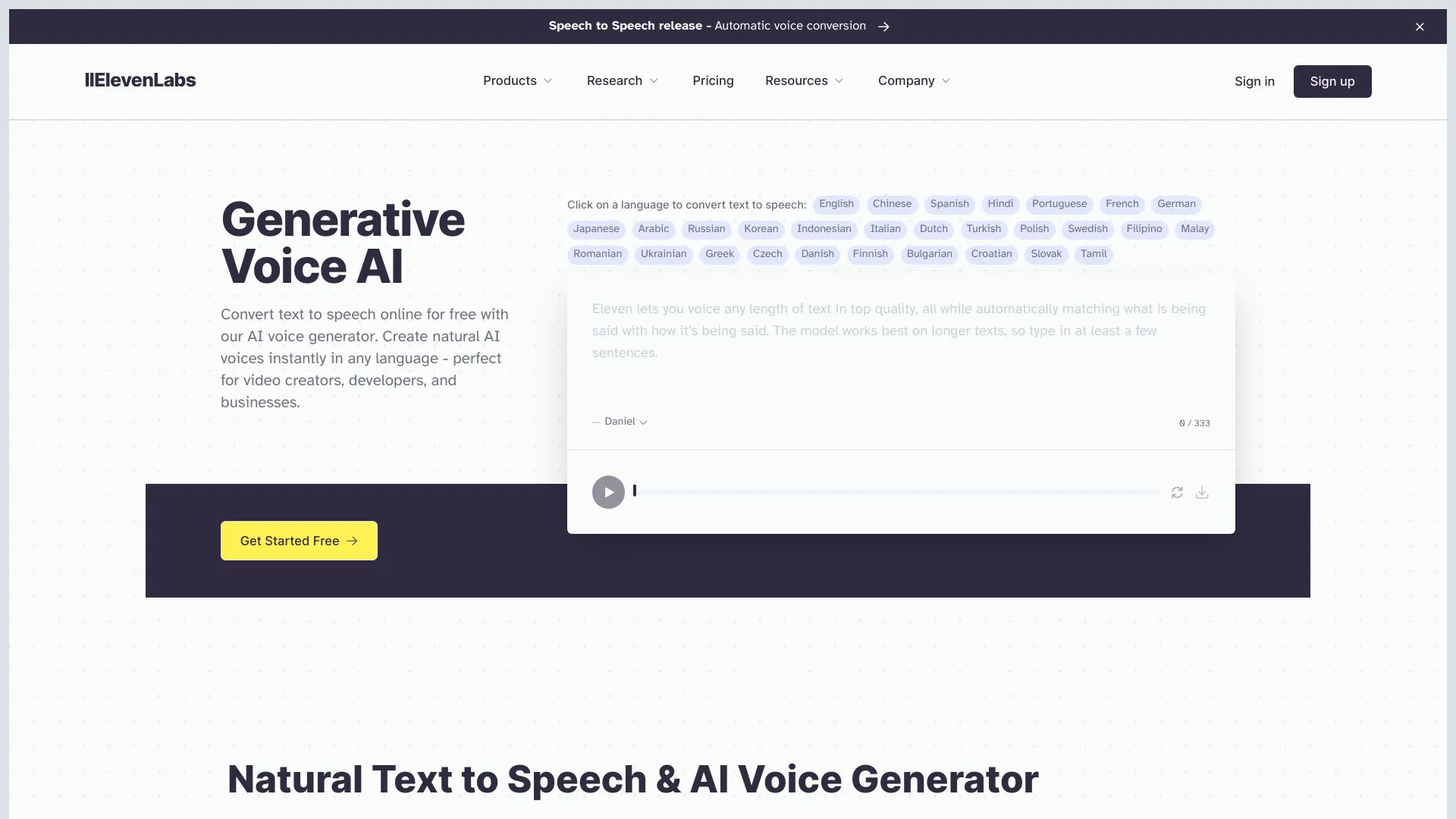 Eleven Labs: Cutting-Edge AI Text-to-Speech & Voice Synthesis | Creati.ai