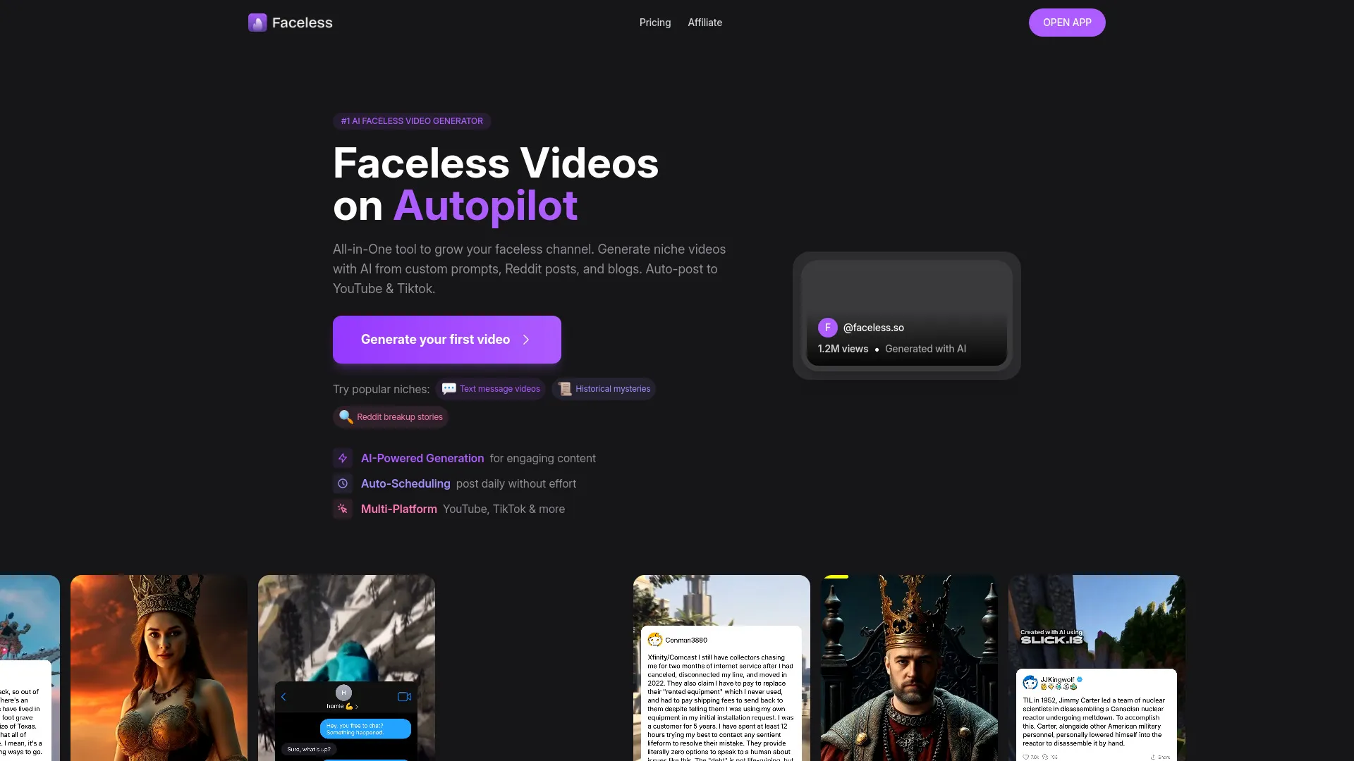 Faceless - Gerador de Vídeos Sem Rosto Impulsionado por IA | Creati.ai