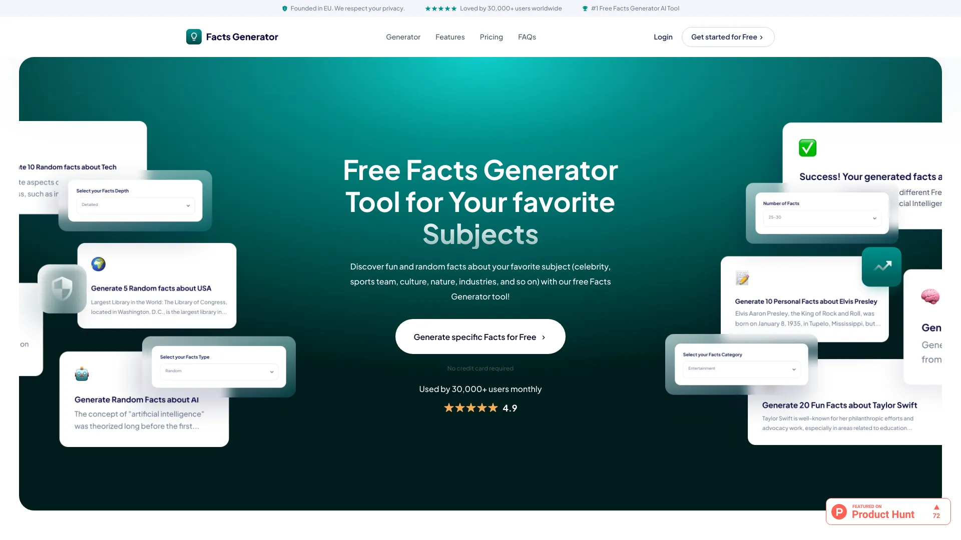 Facts Generator - Free AI-Powered Random Facts Tool | Creati.ai