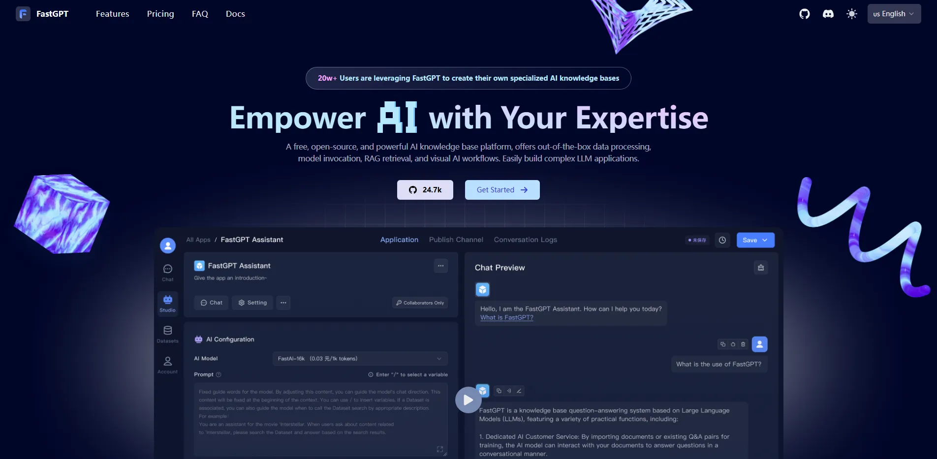 FastGPT: Open-Source AI Agent Platform for RAG Workflows | Creati.ai
