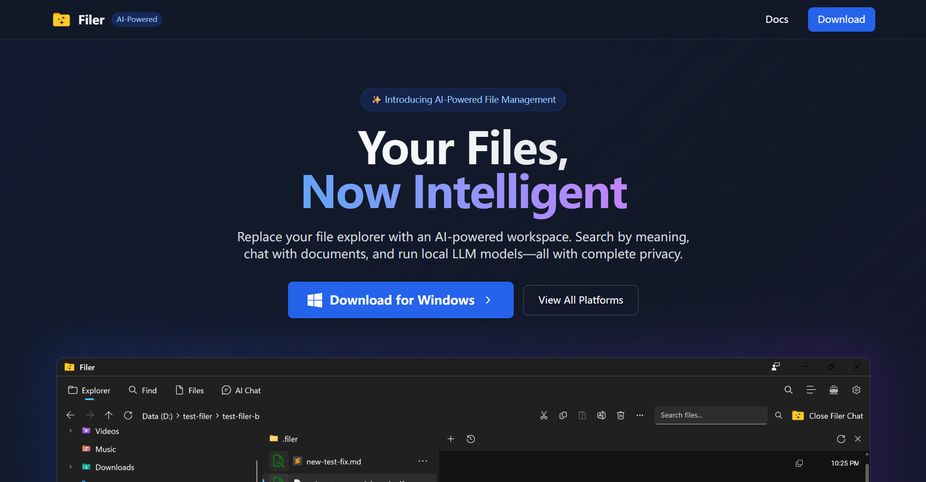 Filer – AI-Powered File Explorer with RAG and LLM Integration | Creati.ai