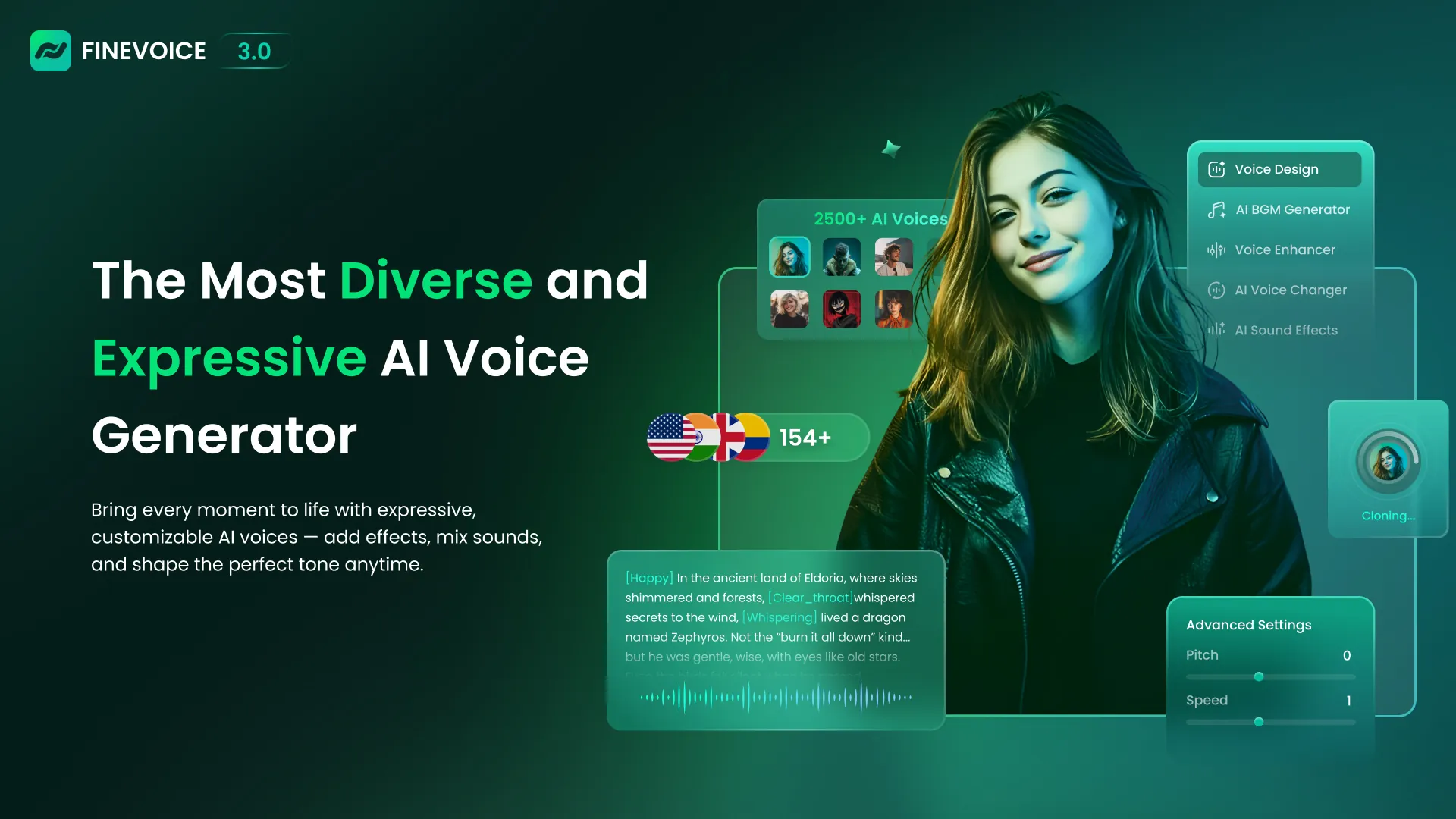 FineVoice AI Voice Generator: Realistic Voiceovers in Minutes | Creati.ai