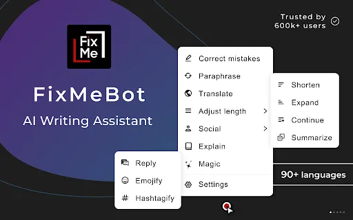 FixMeBot - Asistente de escritura AI para texto sin errores | Creati.ai