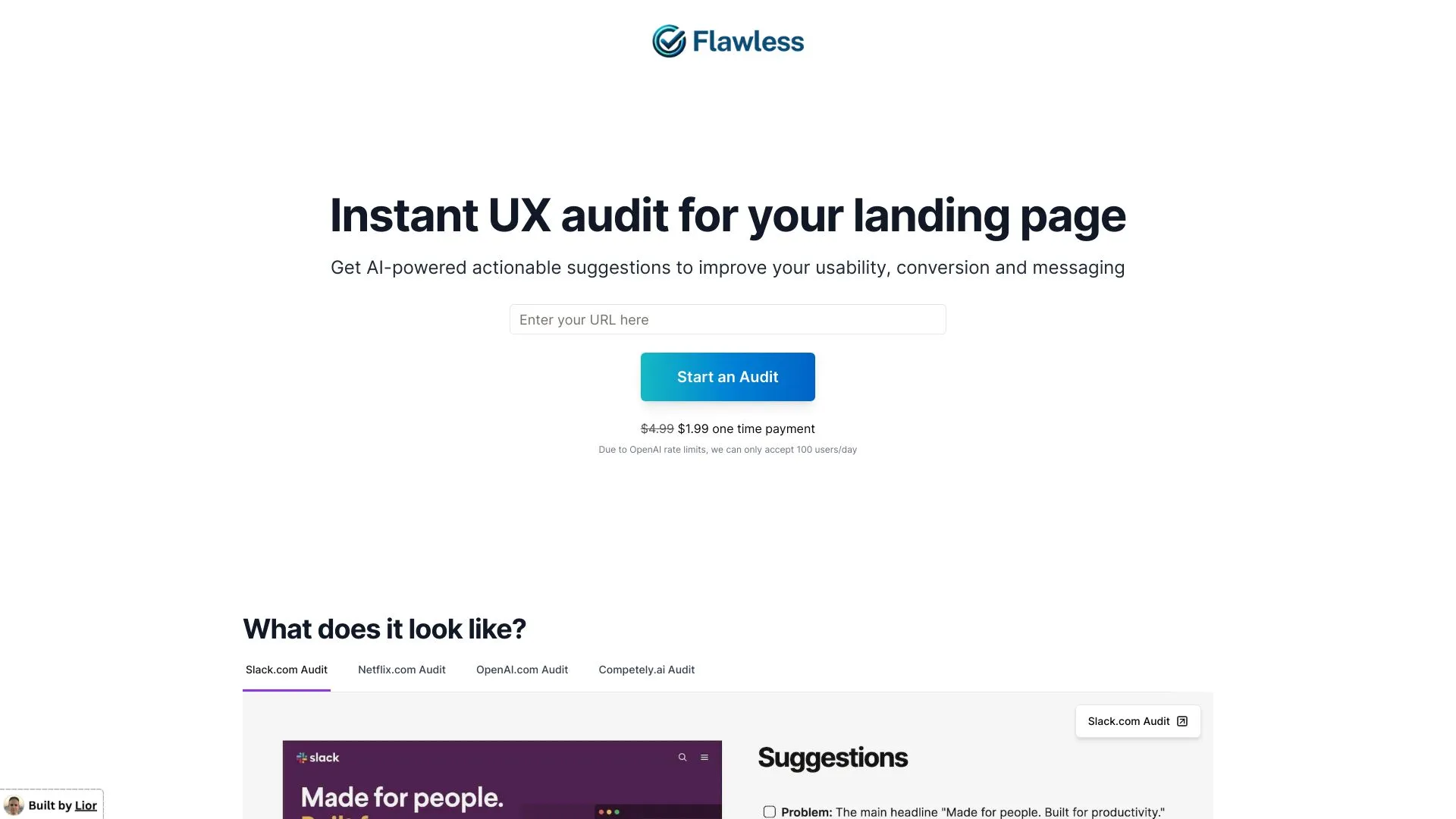 Flawless: AI-Powered UX Audits for Landing Pages | Creati.ai