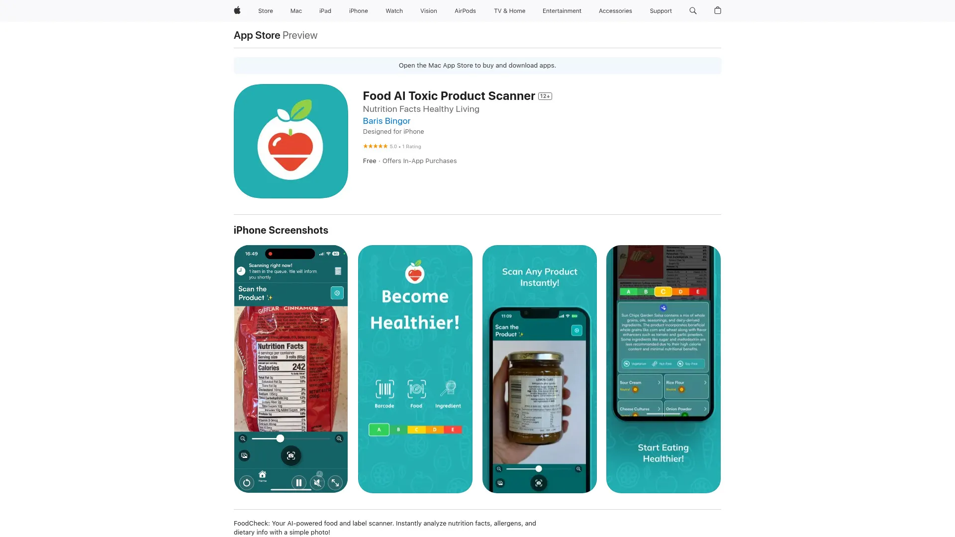 FoodCheck: AI-Powered Food and Label Scanner | Creati.ai