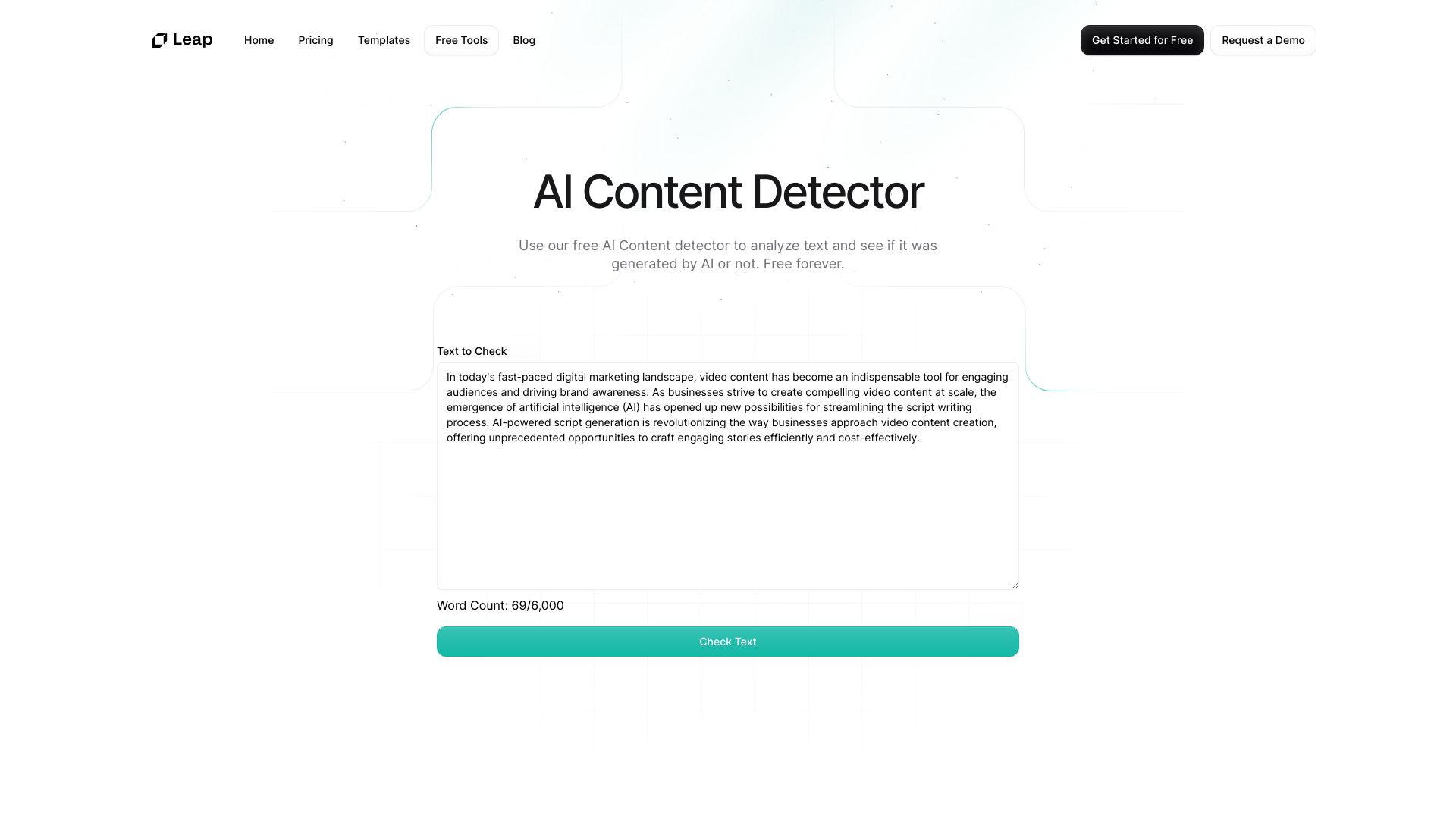 Detector de Contenido de IA de Leap - Verifica la Autenticidad del ...
