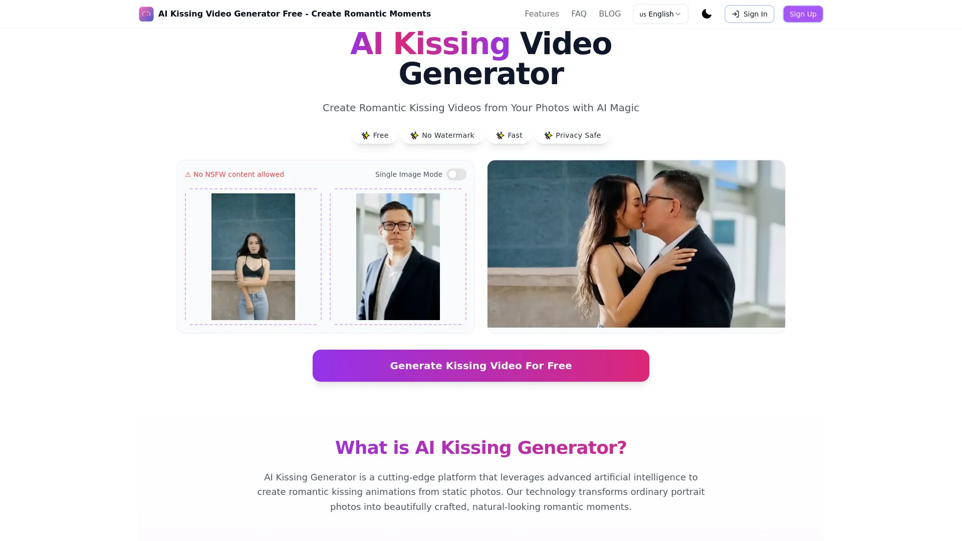AI Kissing Video Generator – Create Romantic AI Videos Online | Creati.ai