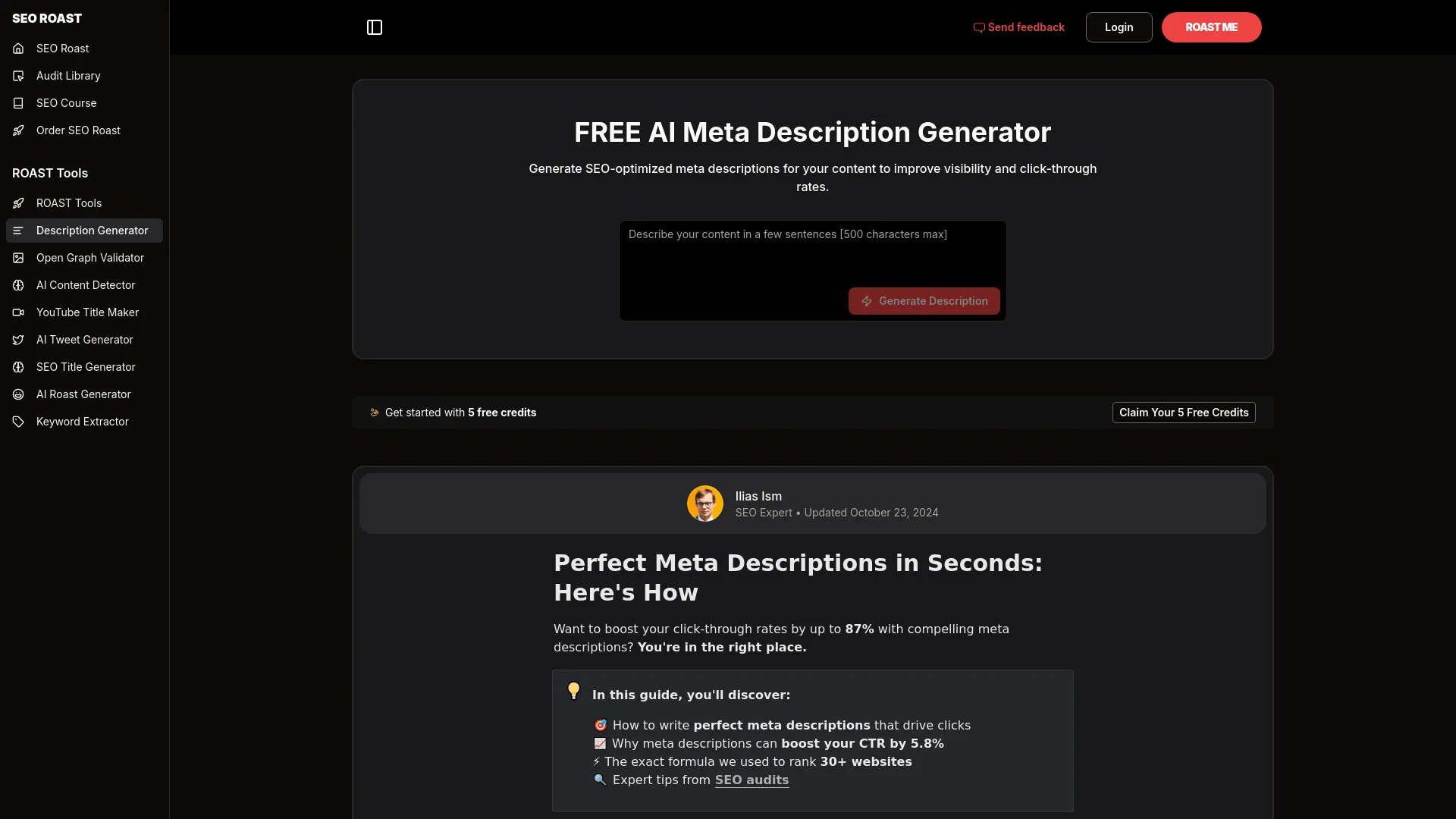 SEO Meta Description Generator - Optimize Your Content | Creati.ai