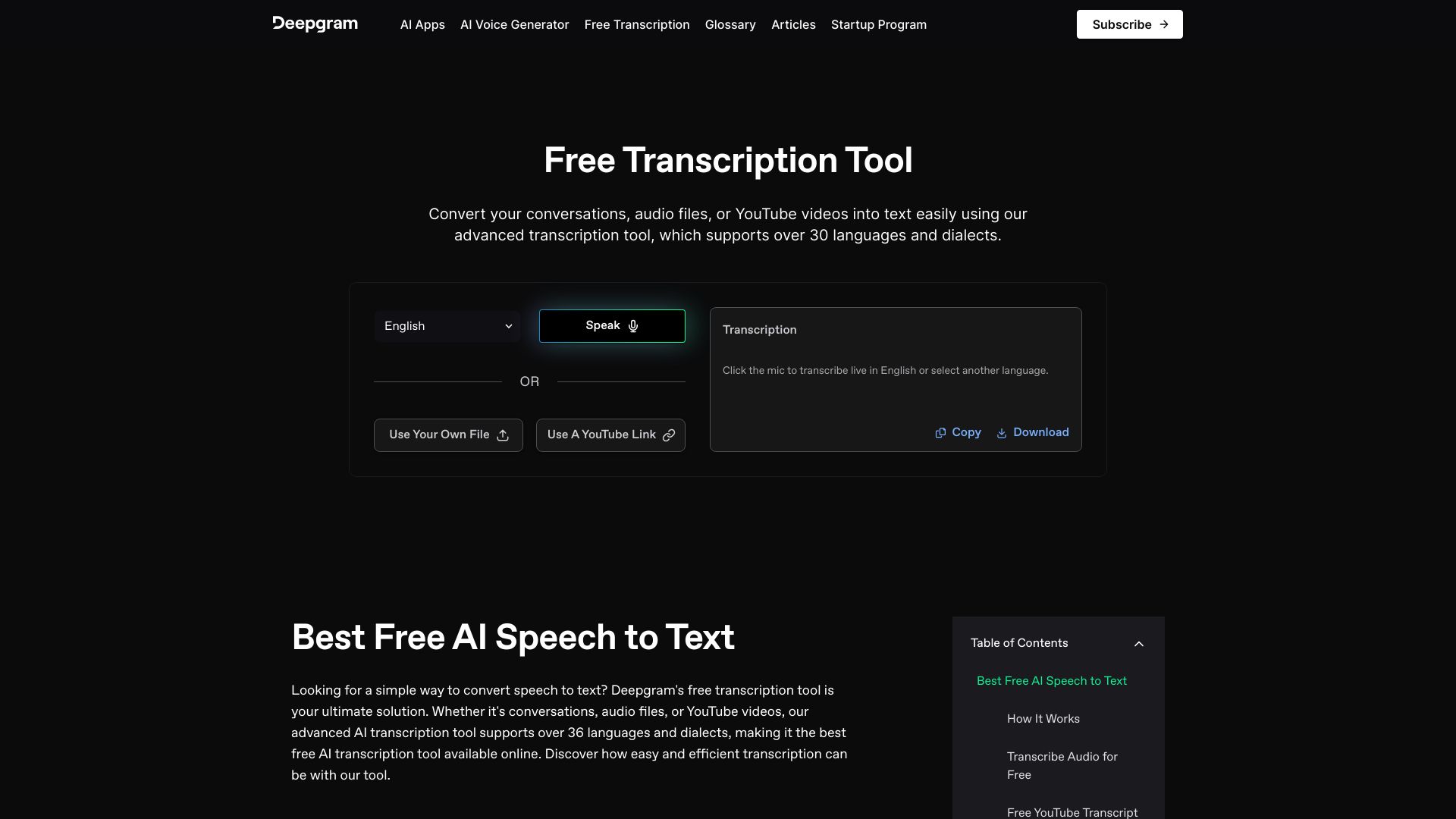 Free Audio Transcription Tool by Deepgram | Creati.ai