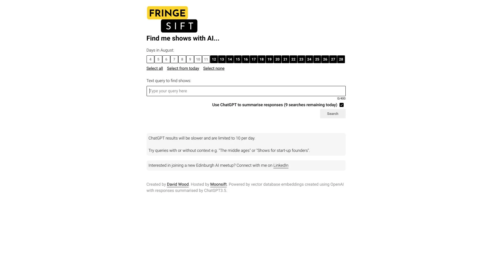 FringeSift - Discover Edinburgh Fringe Shows with AI | Creati.ai