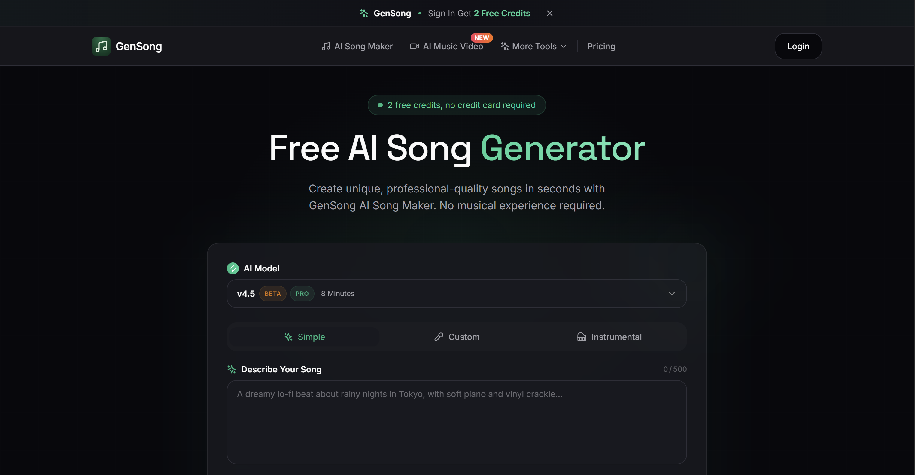 GenSong — Free AI Song Generator & AI Song Maker Online | Creati.ai