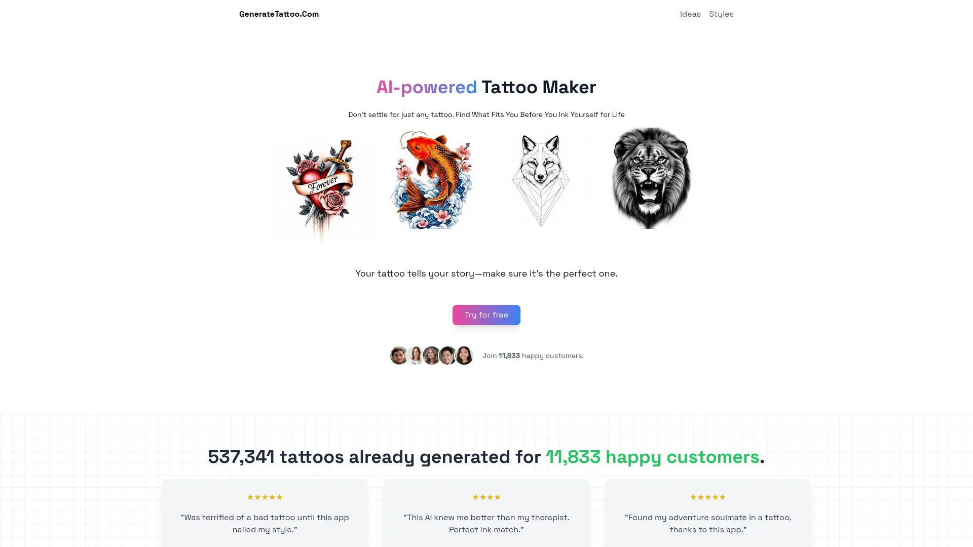 AI-Powered Custom Tattoo Design Generator | GenerateTattoo.com | Creati.ai