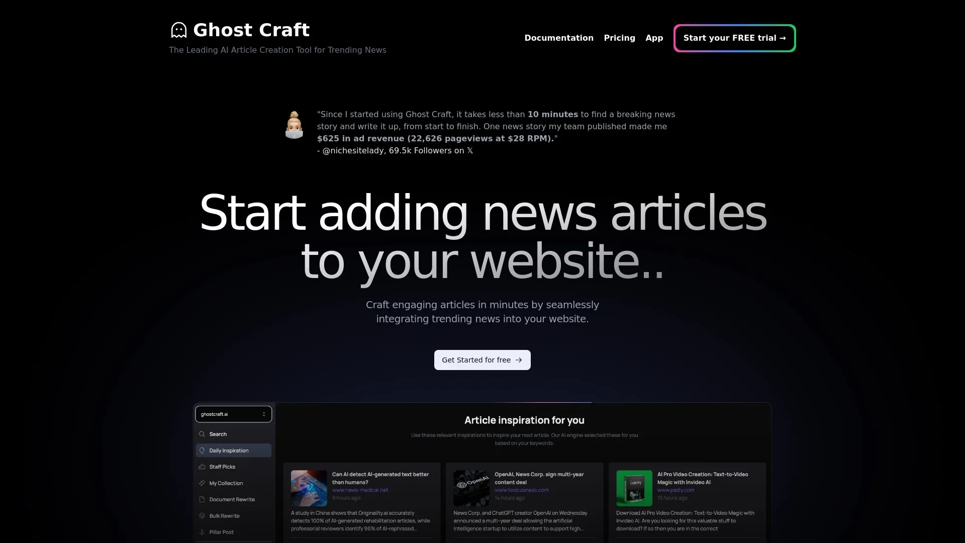 Ghost Craft - AI Article Creation for Trending News | Creati.ai