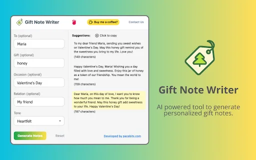 Escritor de Notas de Regalo - Crea Notas de Regalo Personalizadas con ...