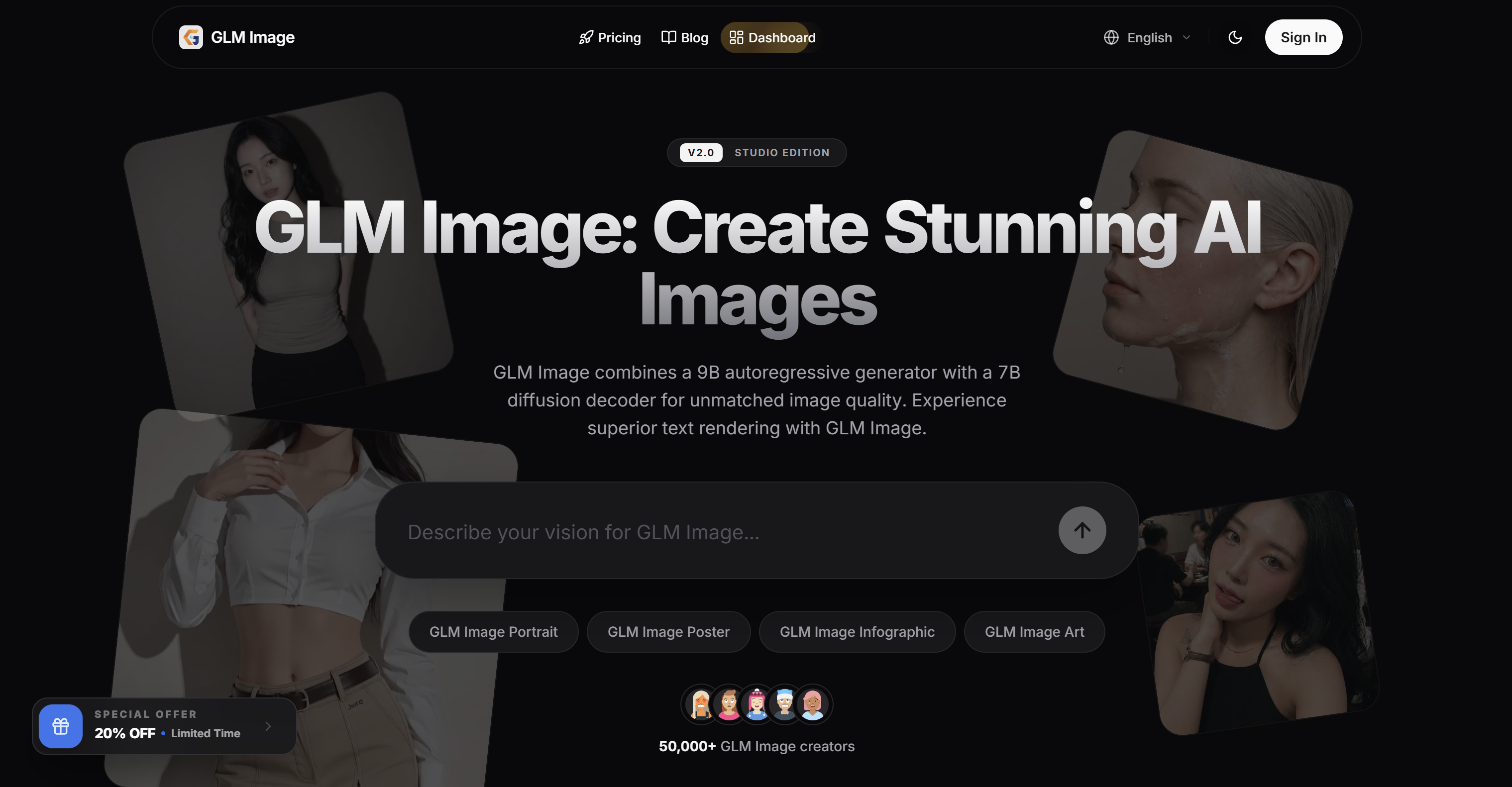 GLM Image - Next-Gen AI Image Generator with Text Rendering | Creati.ai