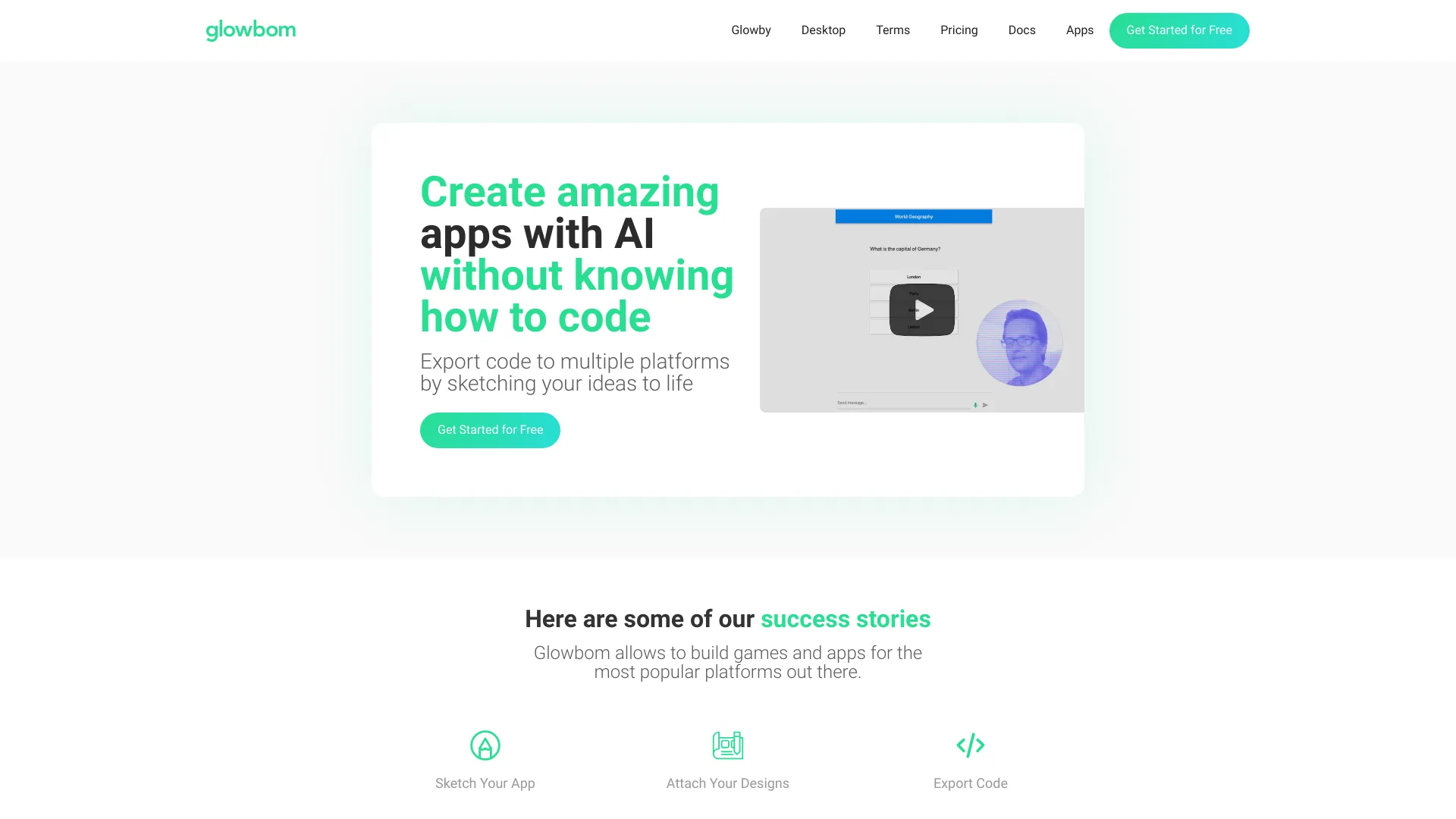 Crea Aplicaciones y Juegos con IA - Glowbom | Creati.ai