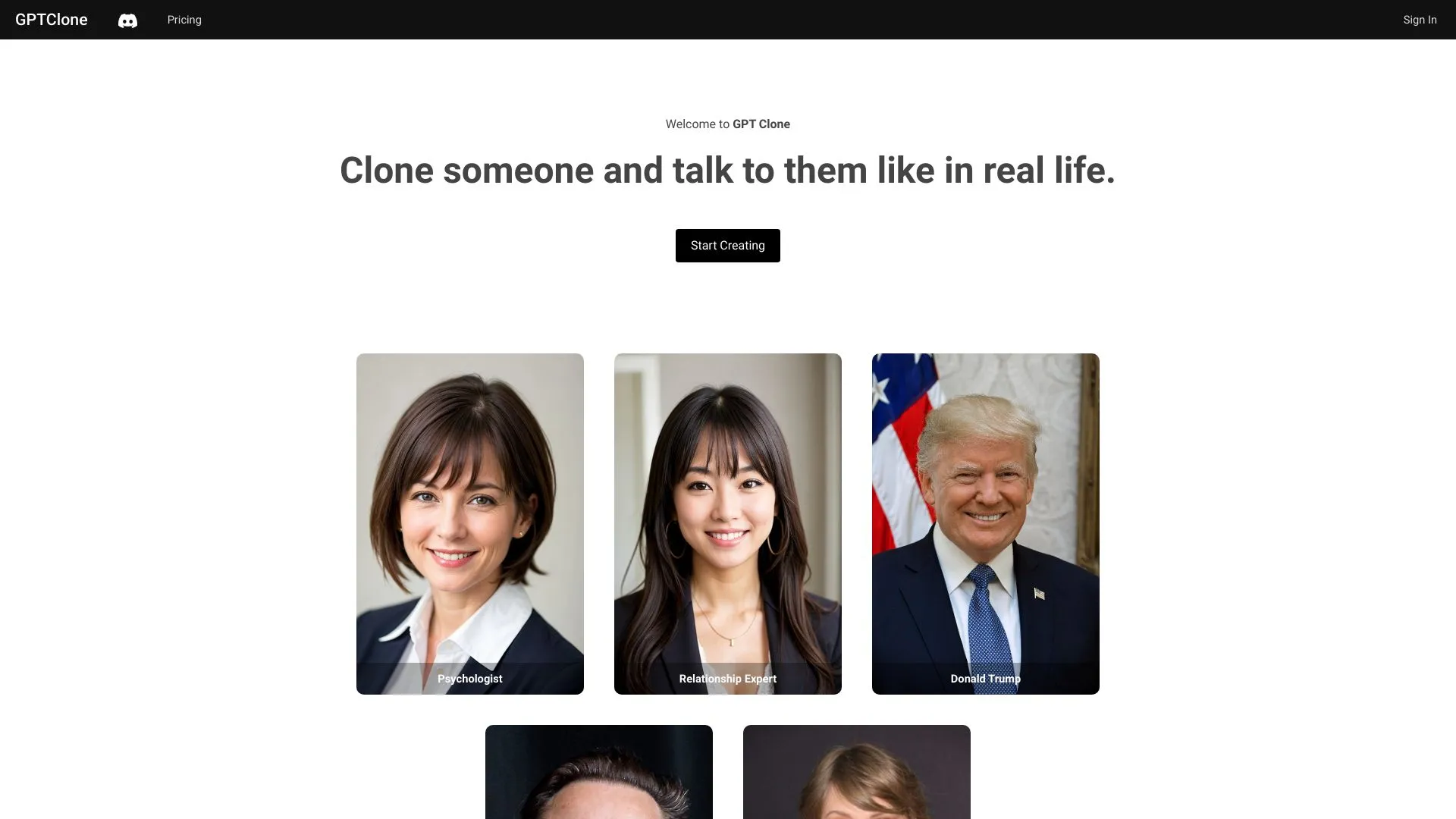 GPTClone.ai - Create AI Clones for Realistic Conversations | Creati.ai