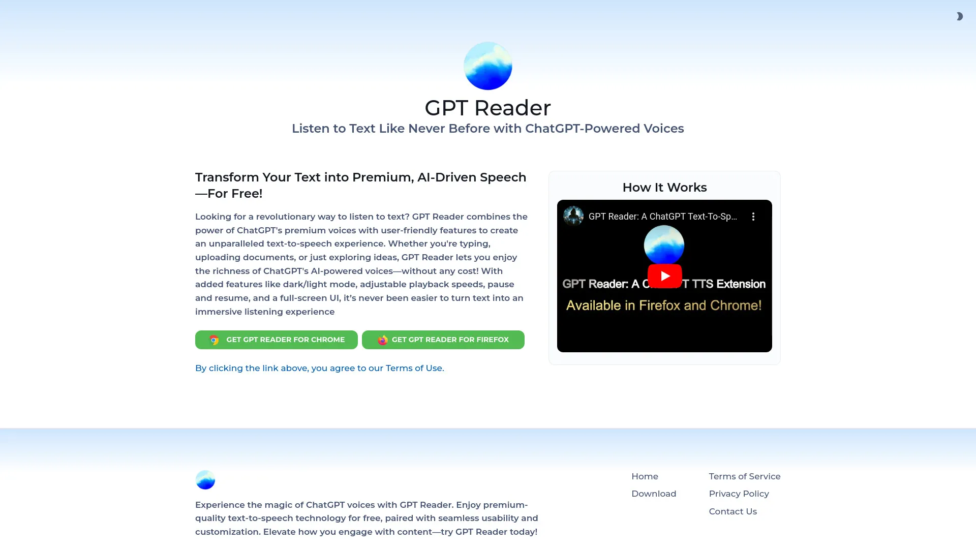 GPT Reader - Free AI-Driven Text-to-Speech Application | Creati.ai