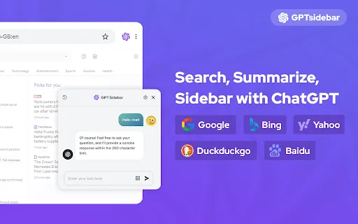 GPT Sidebar - Integra ChatGPT en tu navegador Chrome | Creati.ai