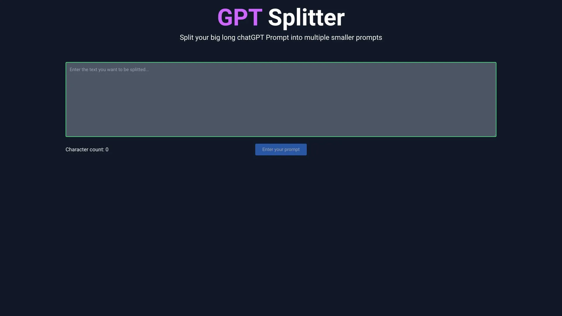GPTSplitter: Simplify Long ChatGPT Prompts | Creati.ai