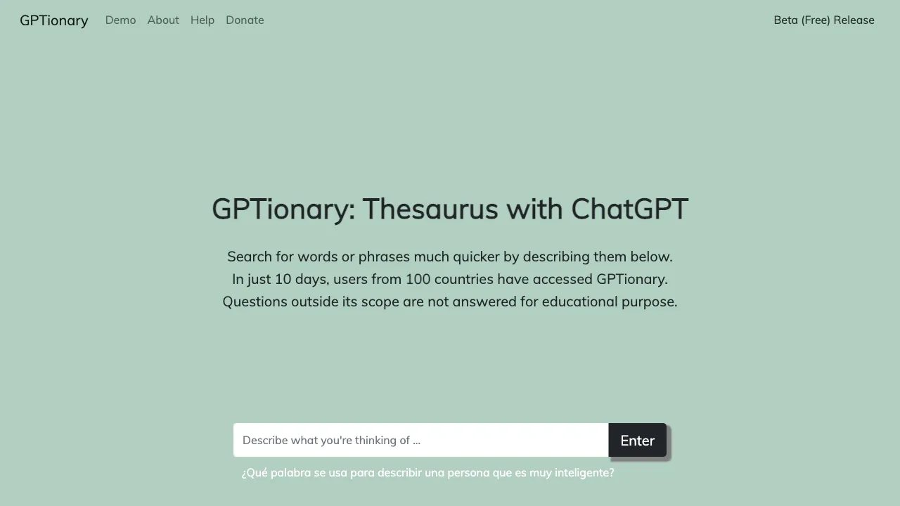 GPTionary: AI-Powered Thesaurus & Dictionary | Creati.ai